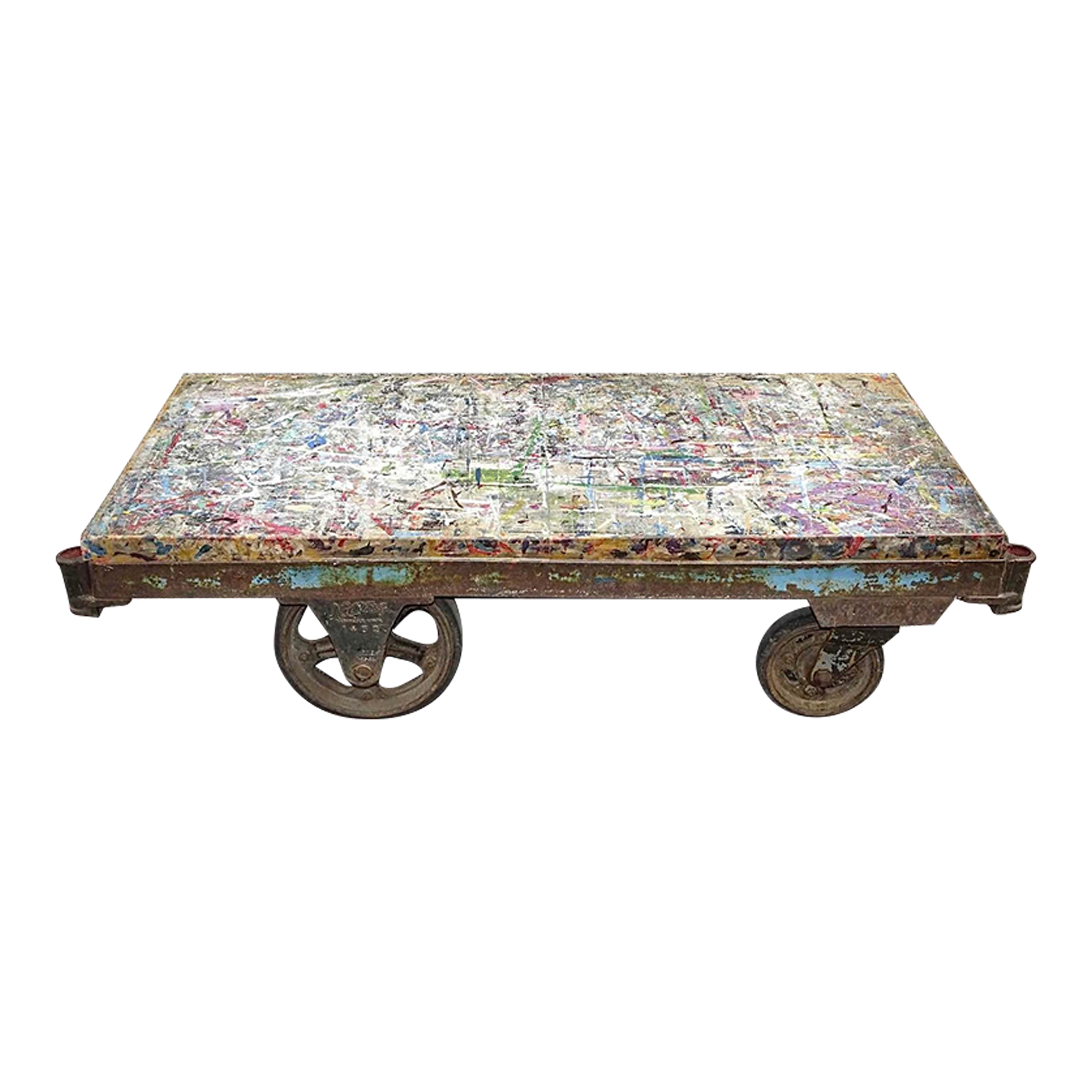 Early 20th Century Factory Railroad Cart Coffee Table | Chairish