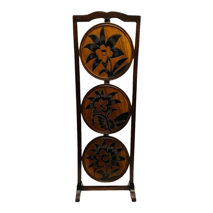 Early 20th Century Mahogany Wood 3 Tier Folding Cake Pie Pastry Table ...