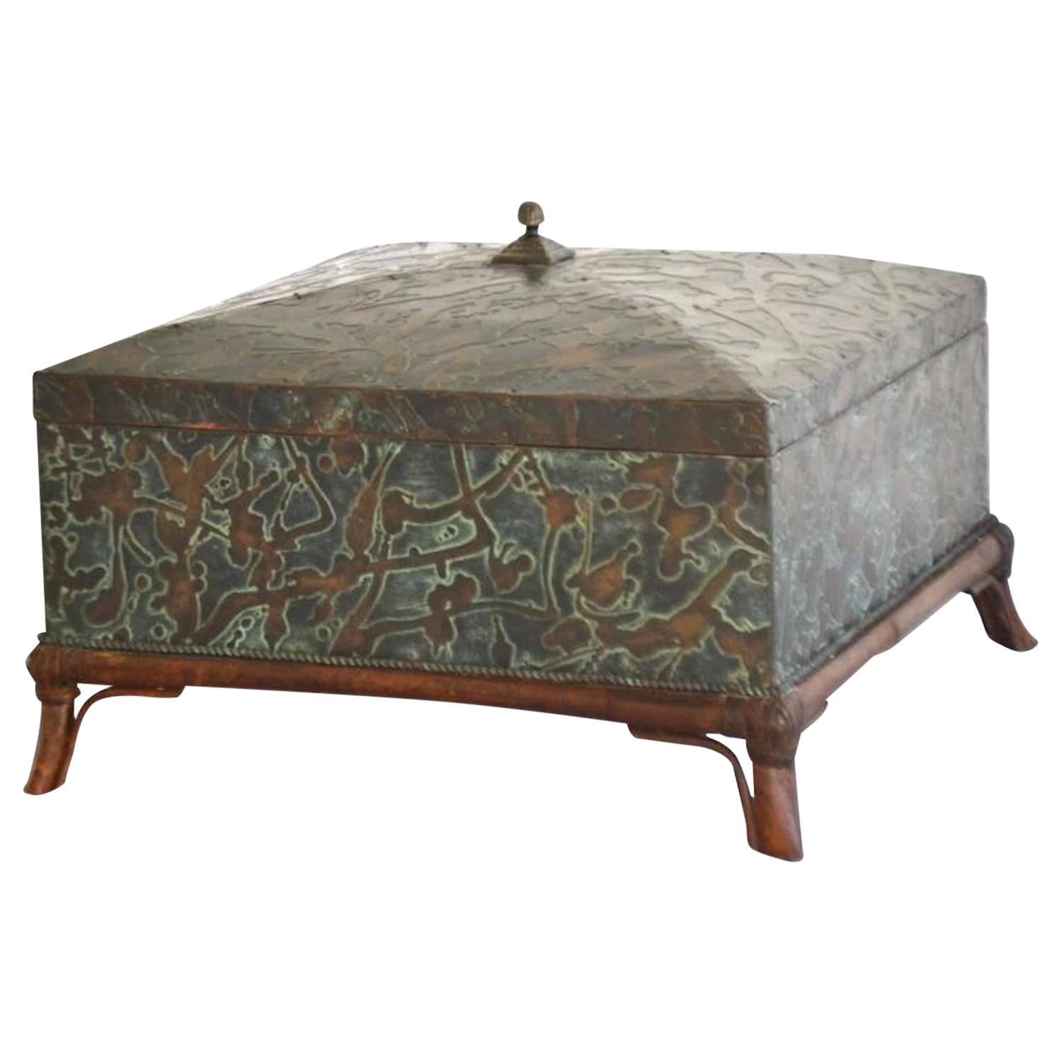 Postmodern Etched Brass Box | Chairish