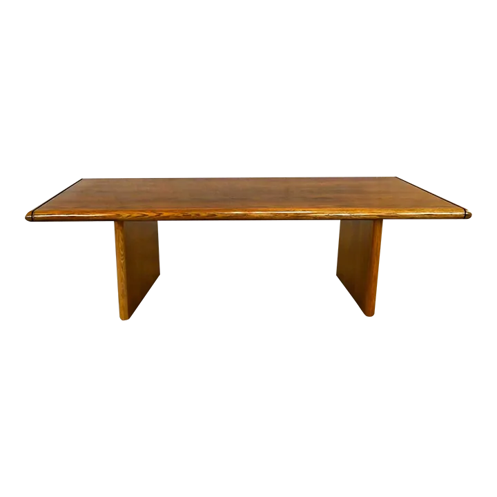 Modern Oak Large Trestle Style Dining or Conference Table Bullnose Edge ...