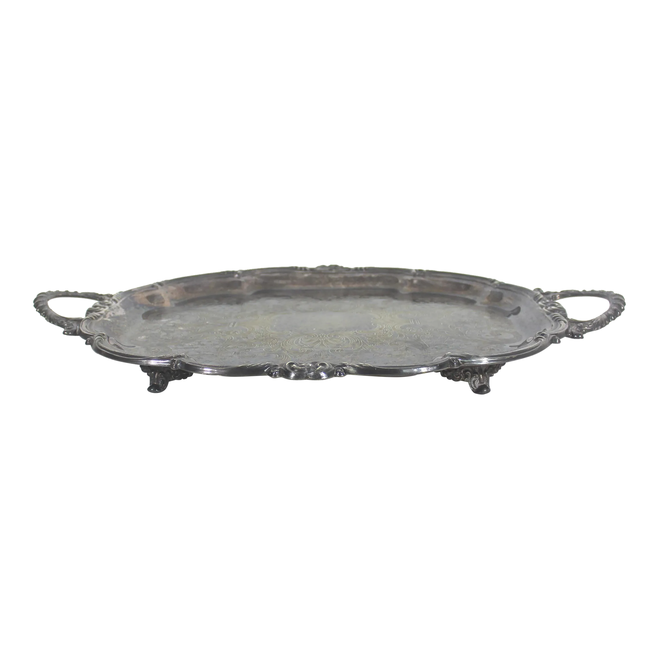 Early 20th Century Large Silver Plated Butler’s Tray With Ornate ...