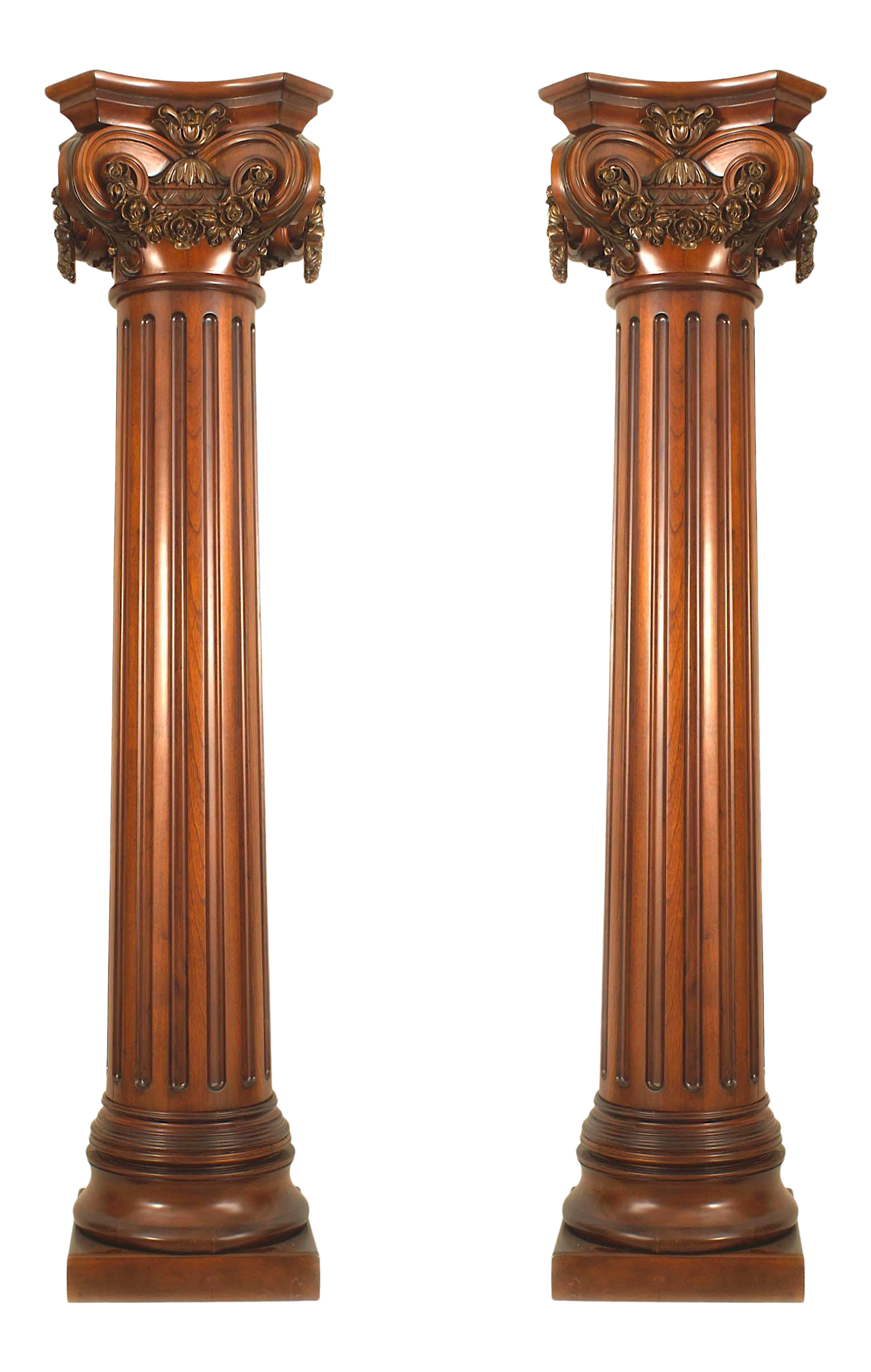 English Georgian Mahogany Carved Column | Chairish