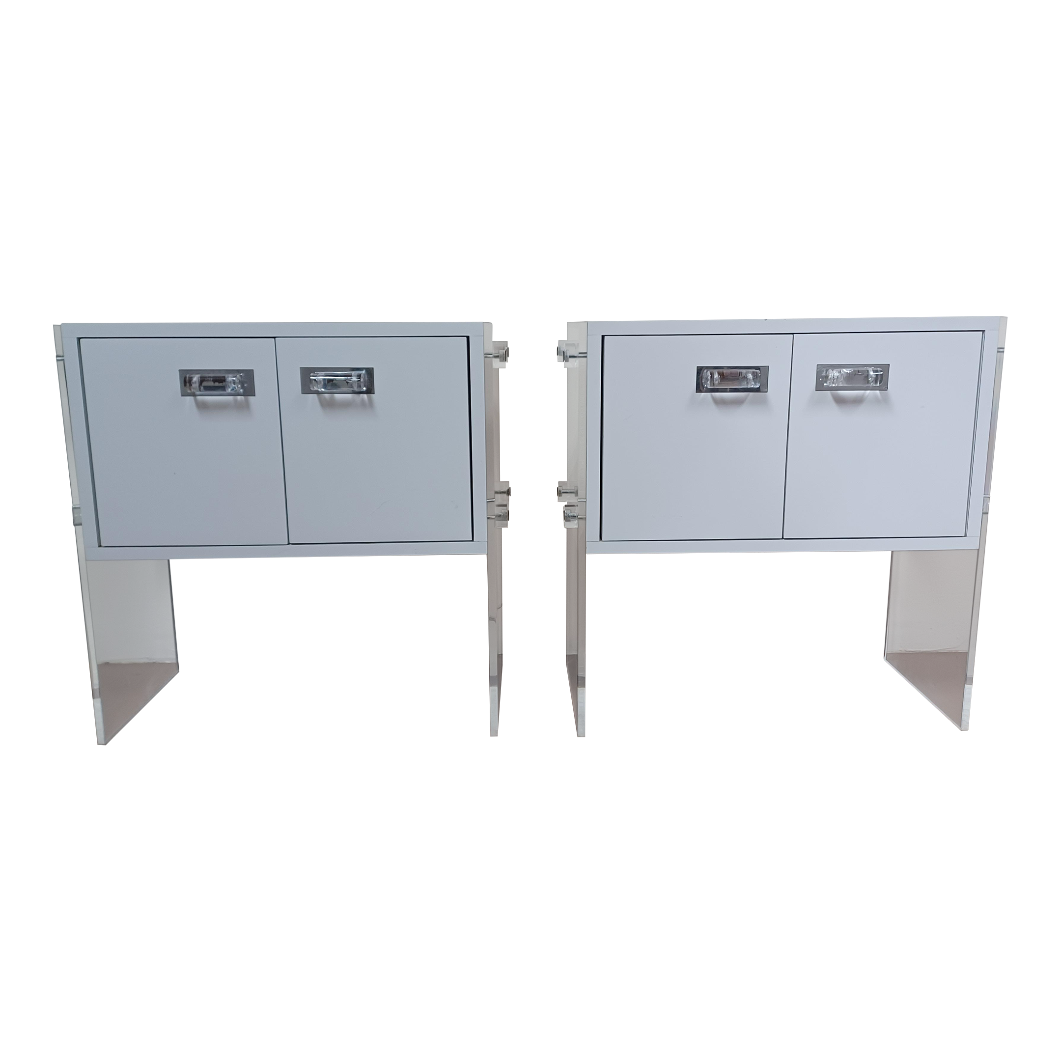 Mid 20th Century Pair of Vintage Custom Made Lucite Supports Night ...