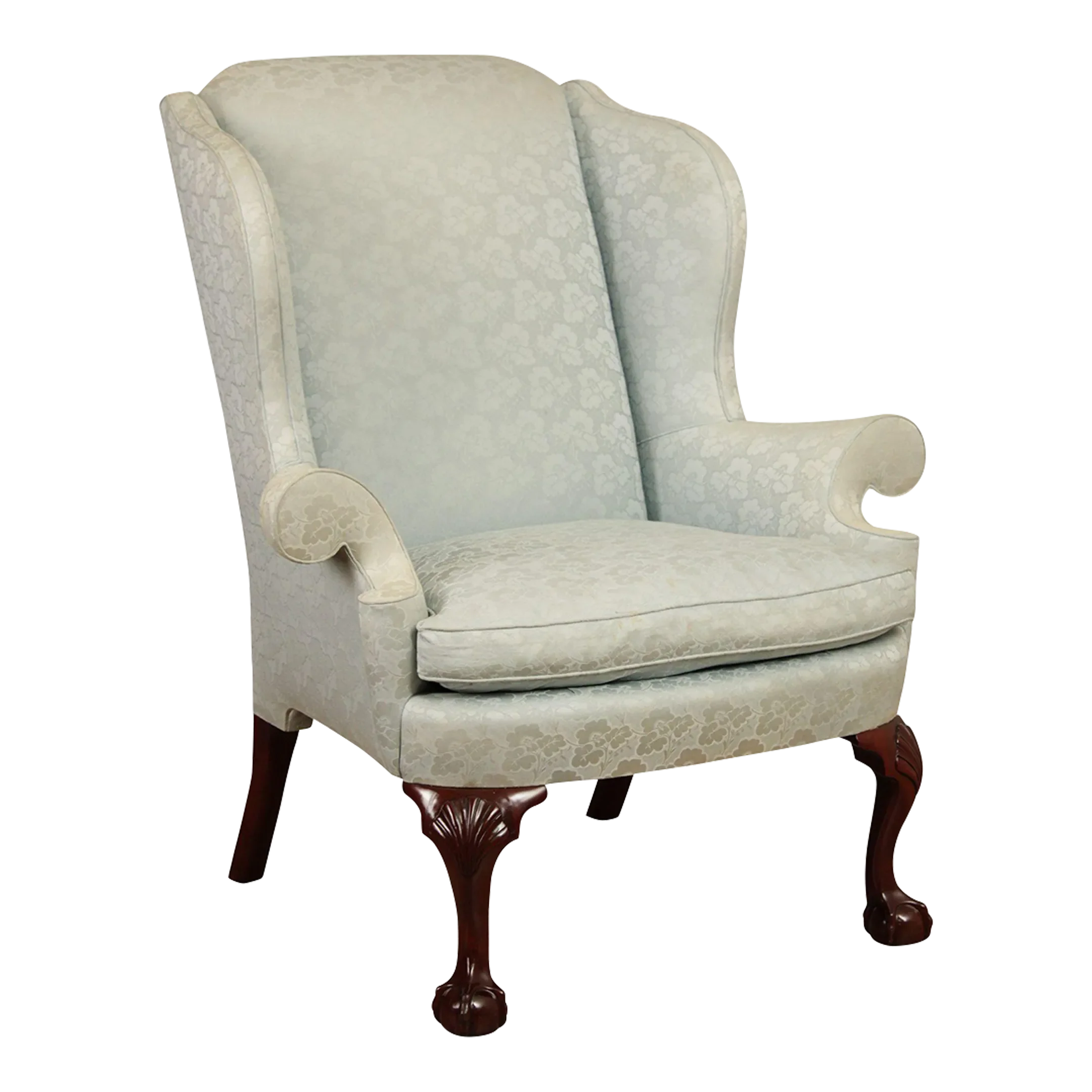Kindel Winterthur Reproduction Mahogany Wing Chair | Chairish