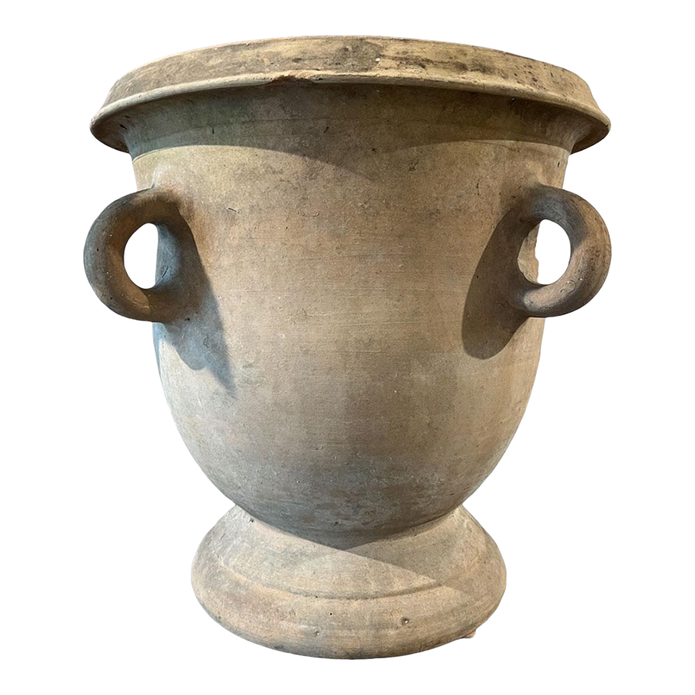19th Century Large Terra Cotta Jardiniere With Handles | Chairish