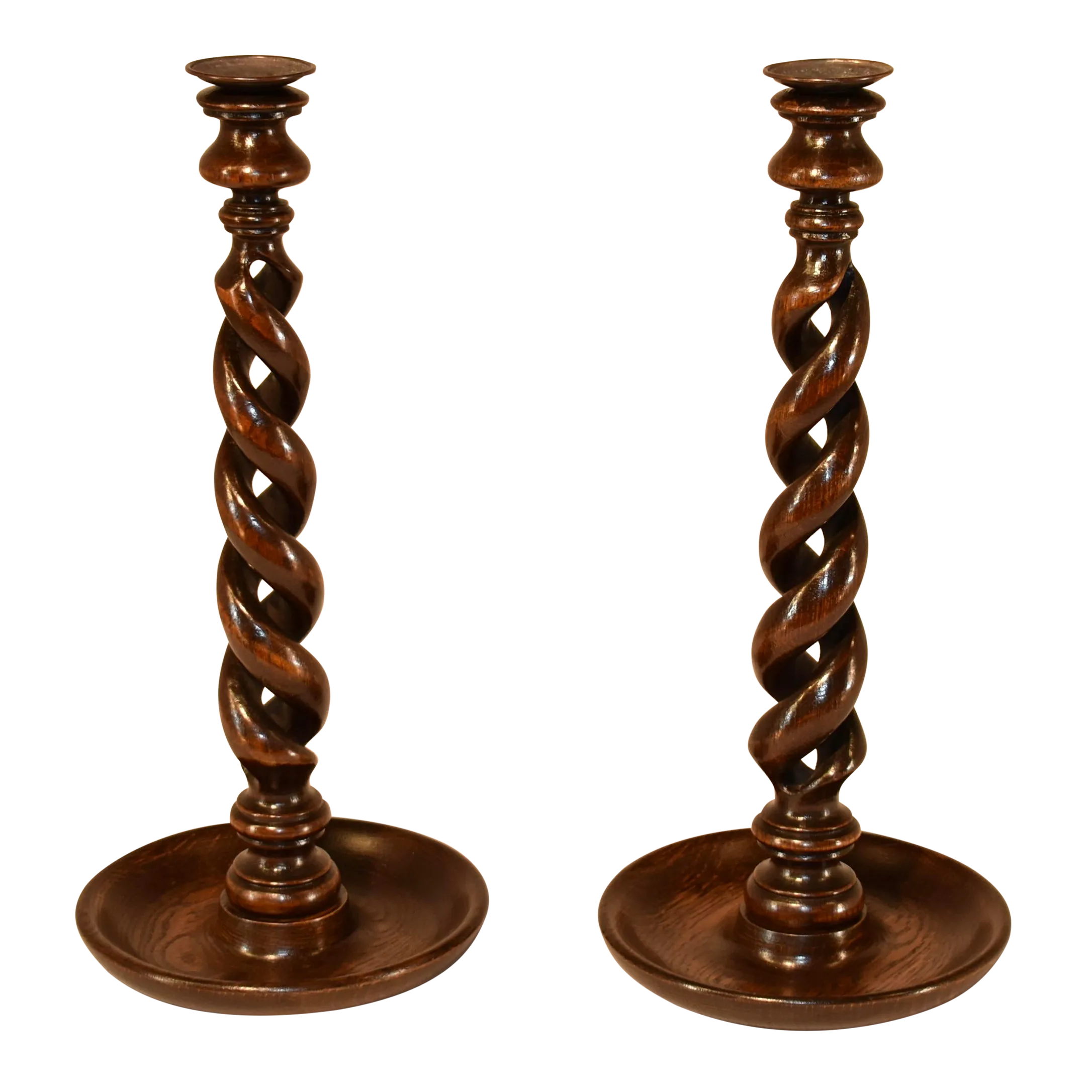 Pair of 19th Century Tall English Candlesticks | Chairish