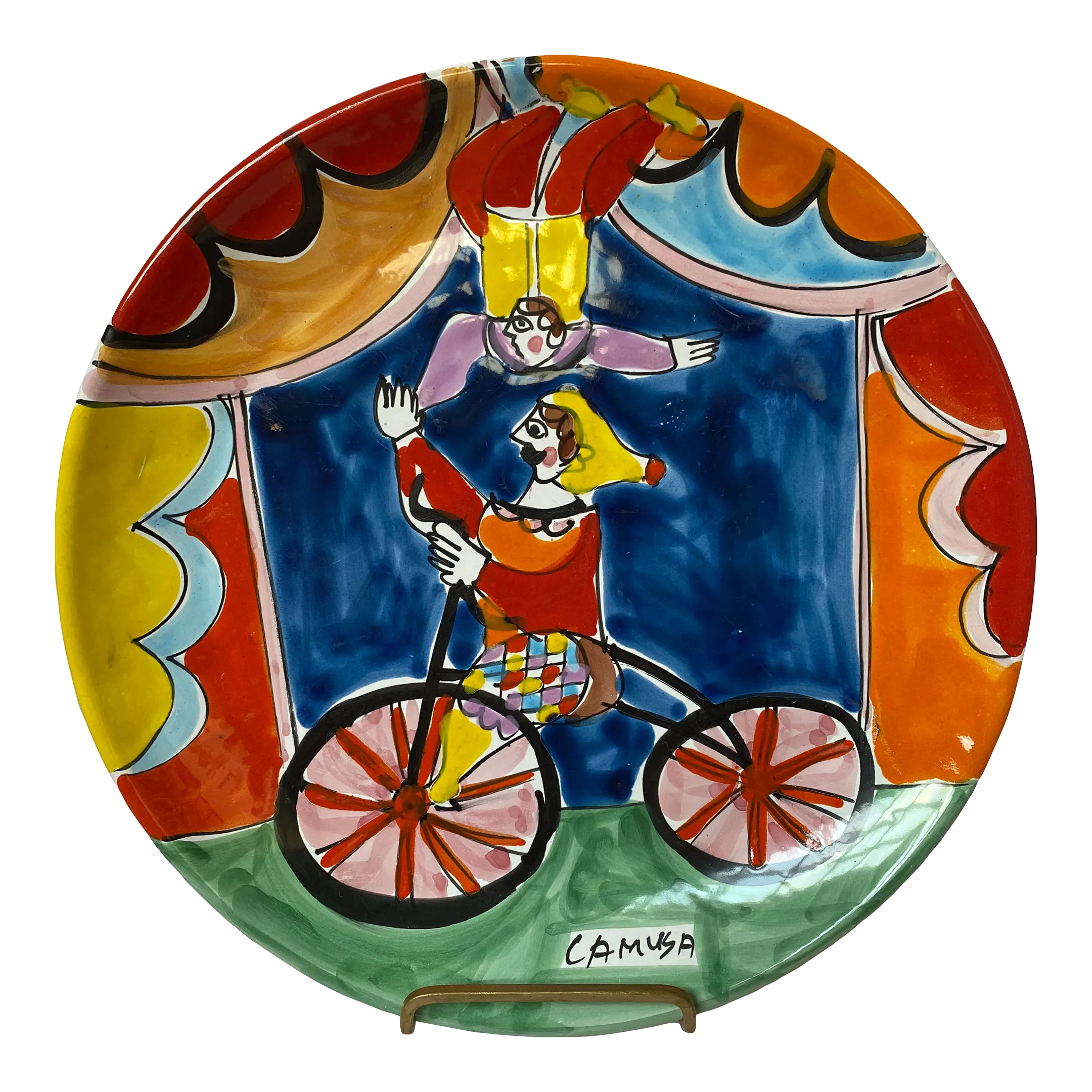 1990s La Musa Carnevale Acrobat Series Plate for Saks Fifth Avenue ...