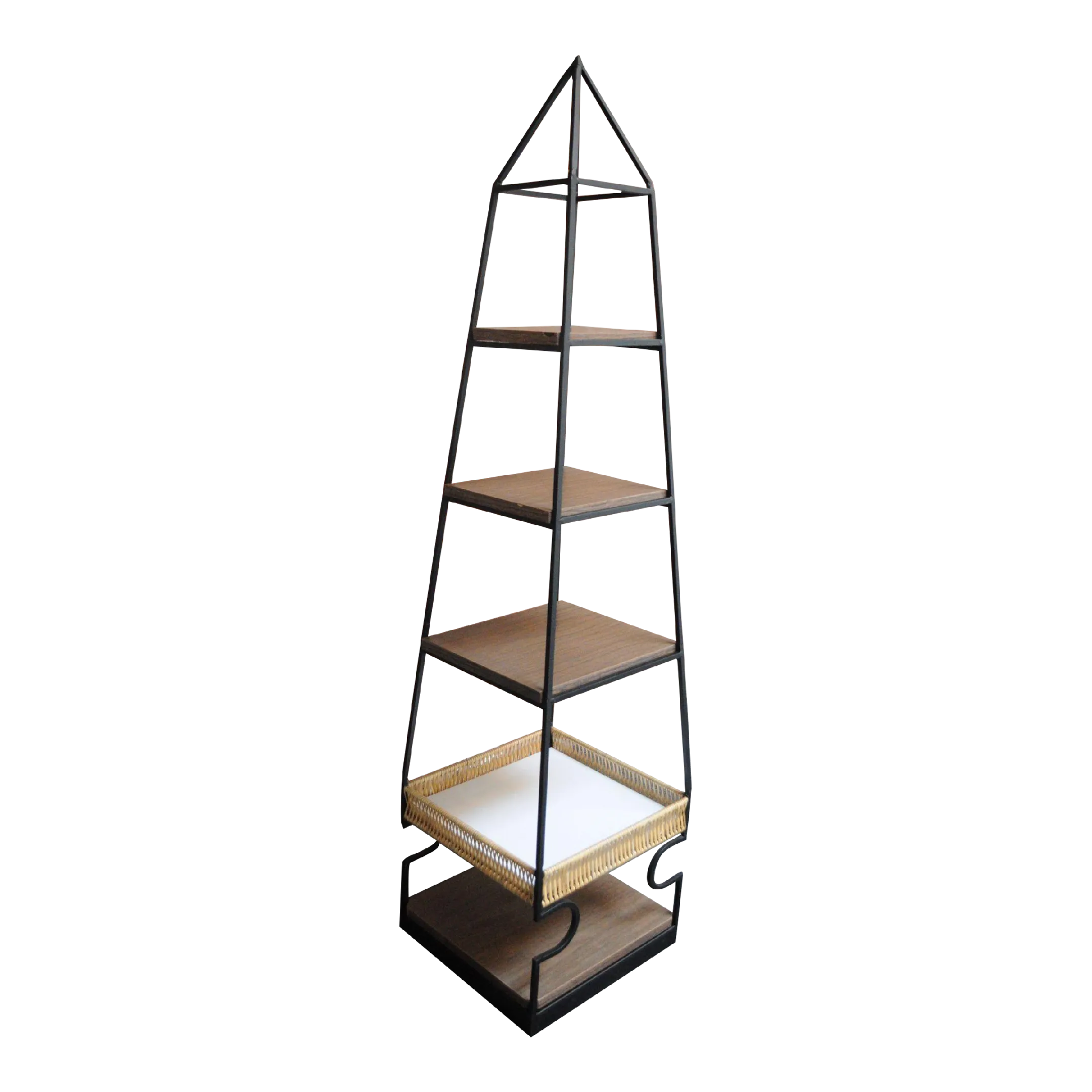 Arthur Umanoff Iron Obelisk Pyramid-Form Freestanding Shelving Unit ...