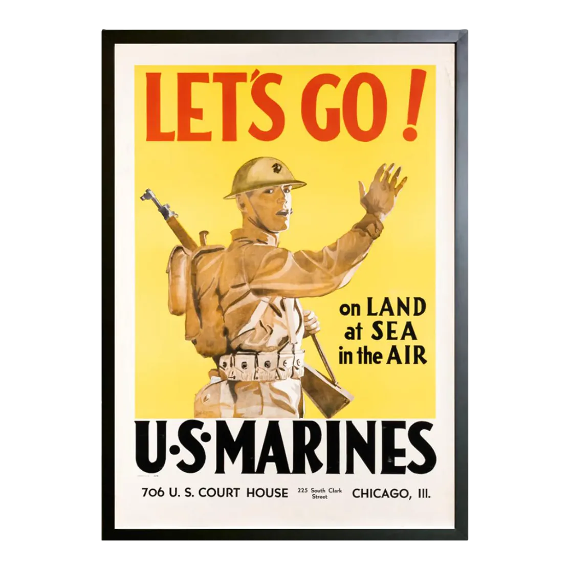 "Let's Go. u.s. Marines" Vintage Wwii Recruitment Poster by Dickson ...