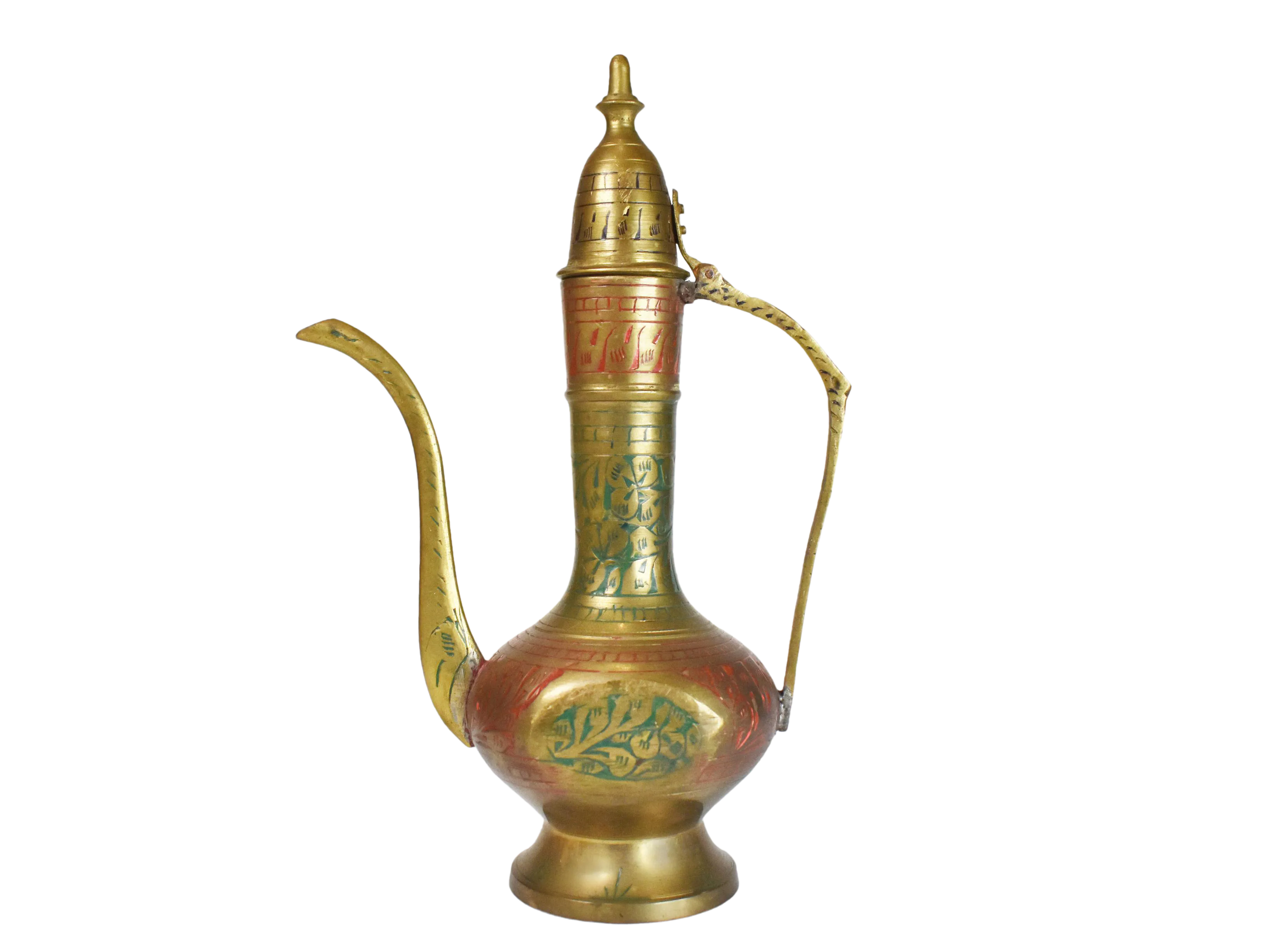 Vintage Solid Brass Hand Etched Teapots Ewers Pitcher | Chairish