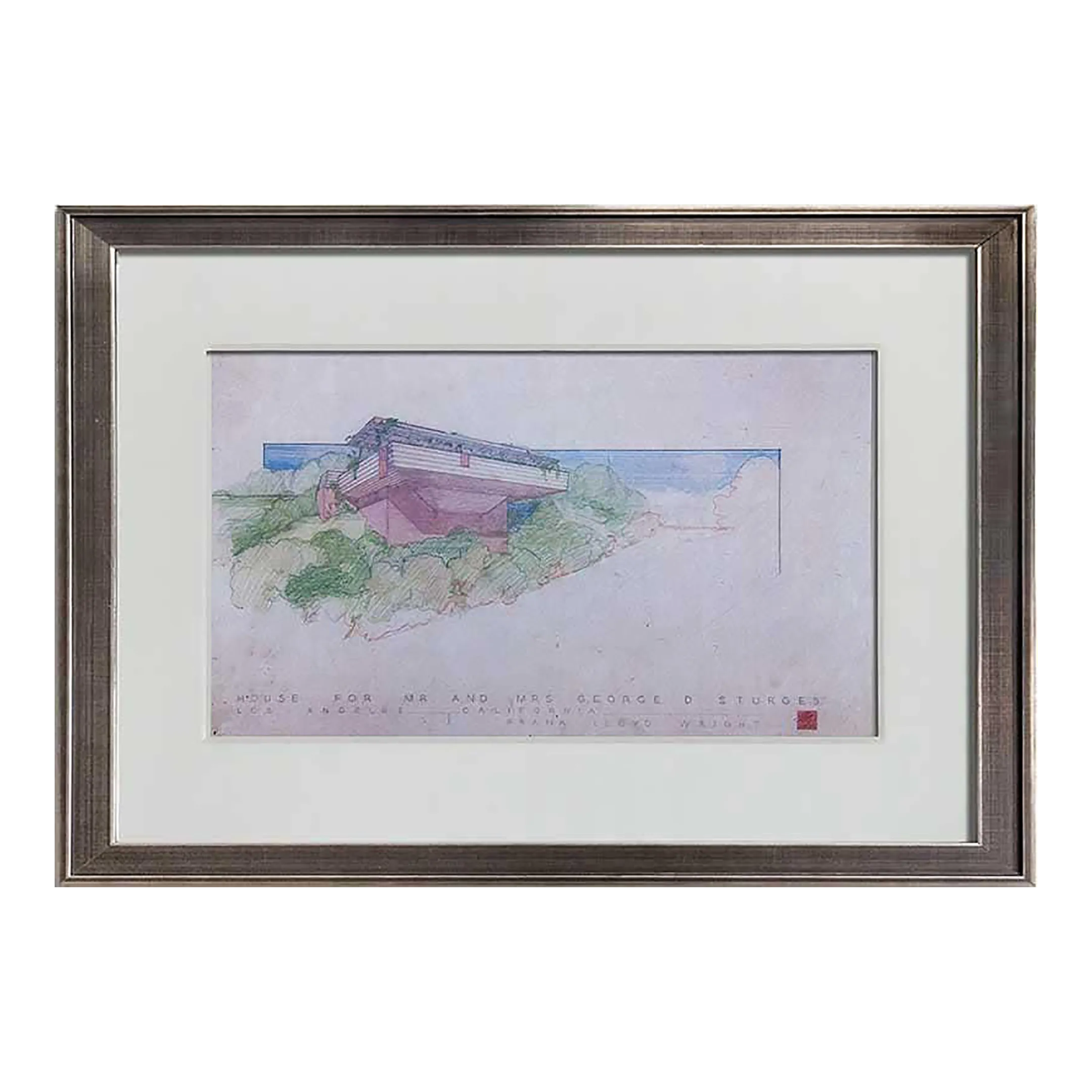 Frank Lloyd Wright Signed #’ed Limited Ed. "George Sturges House Ca" W ...