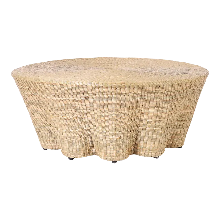 Round Reed Wrapped Ghost Drapery Coffee Table From the Fs Flores ...