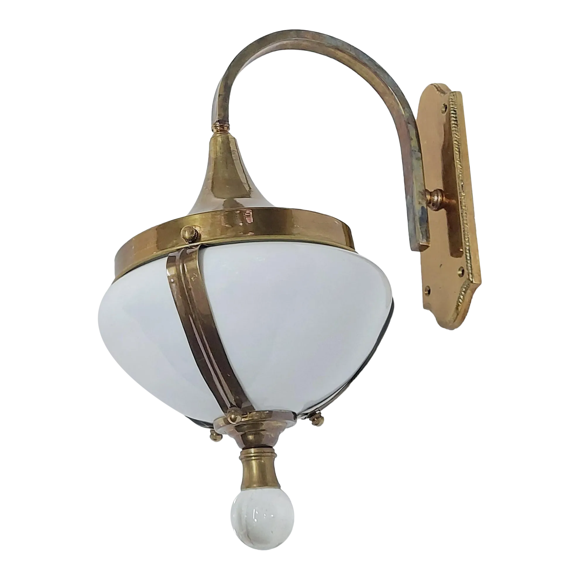 1940s Vintage Art Deco Light Old Lamp Wall Sconces Fixture Brass & Milk ...