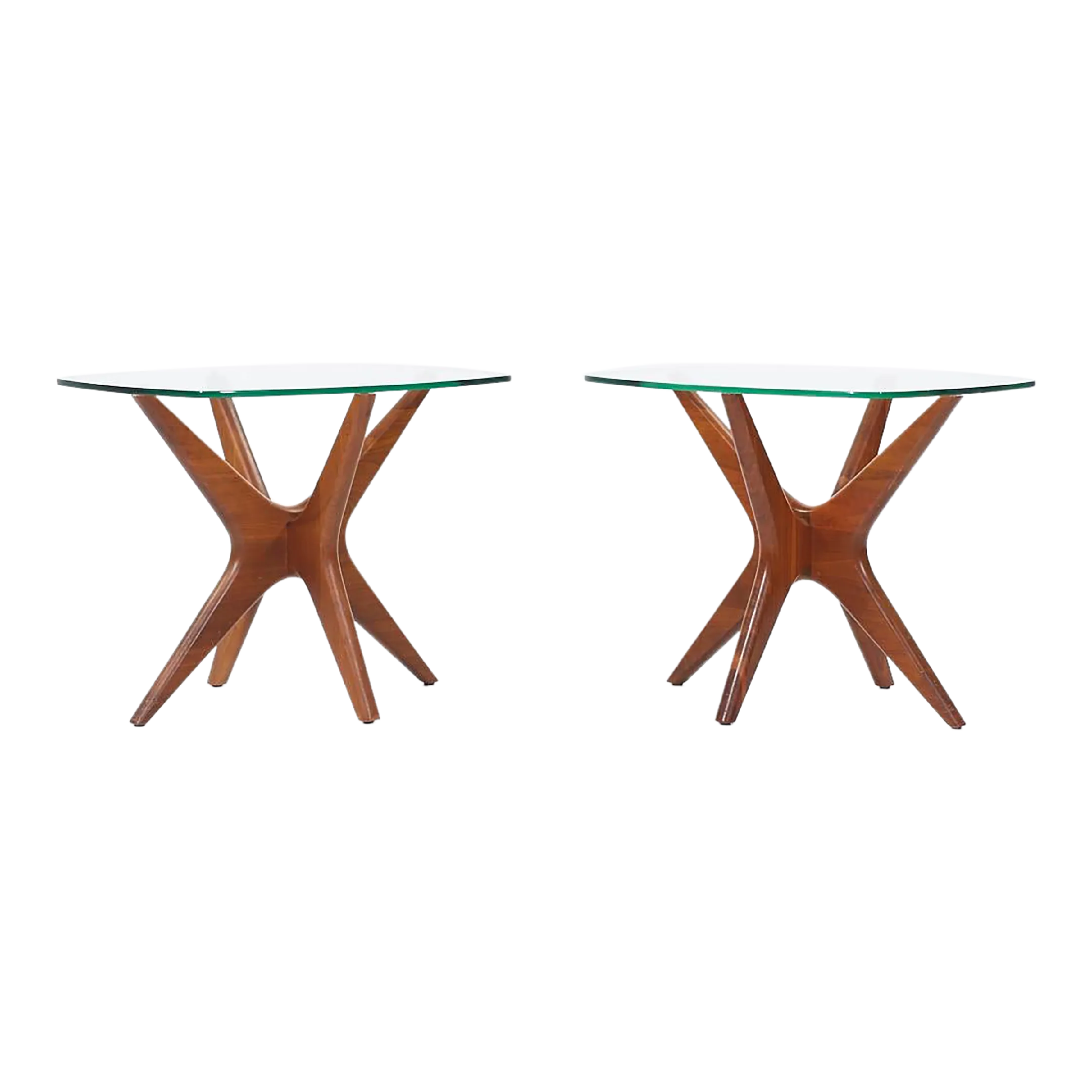 Adrian Pearsall Mid Century Walnut Jacks Side Tables - Pair | Chairish