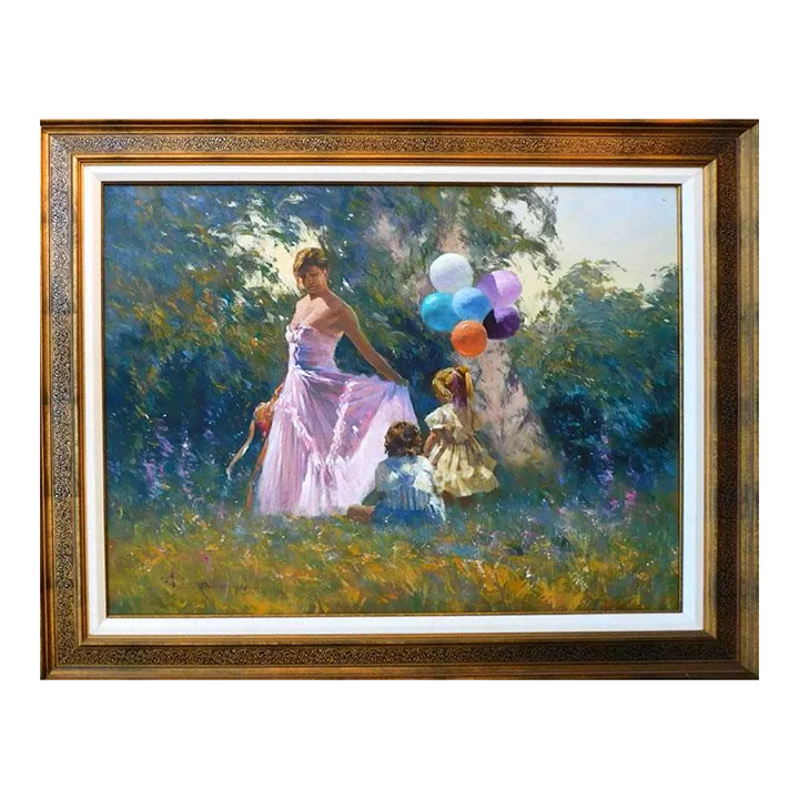 Robert Hagan "Afternoon Playtime" Hand Signed Figurative Impressionist ...