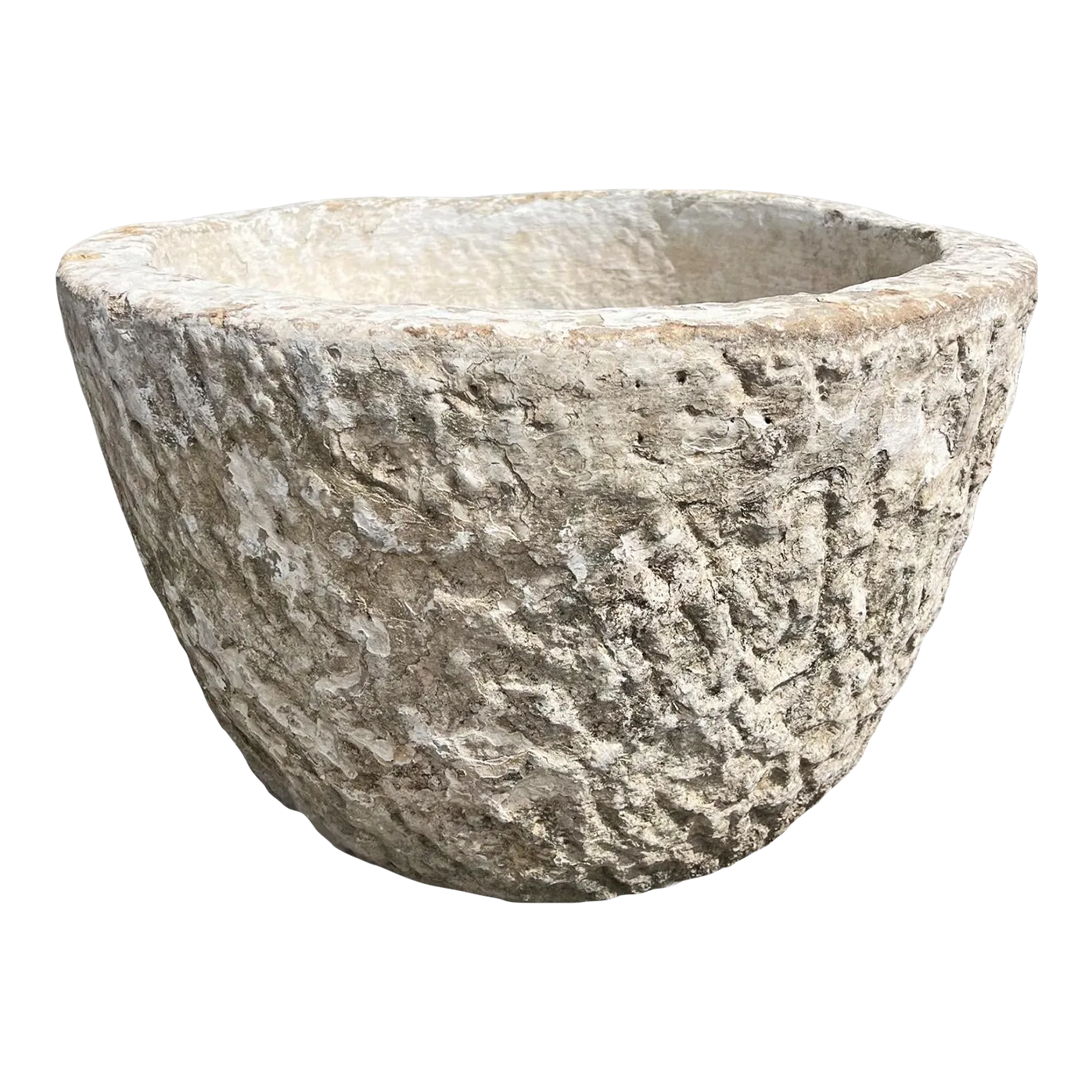 Vintage Rustic Stone Planter Bowl | Chairish