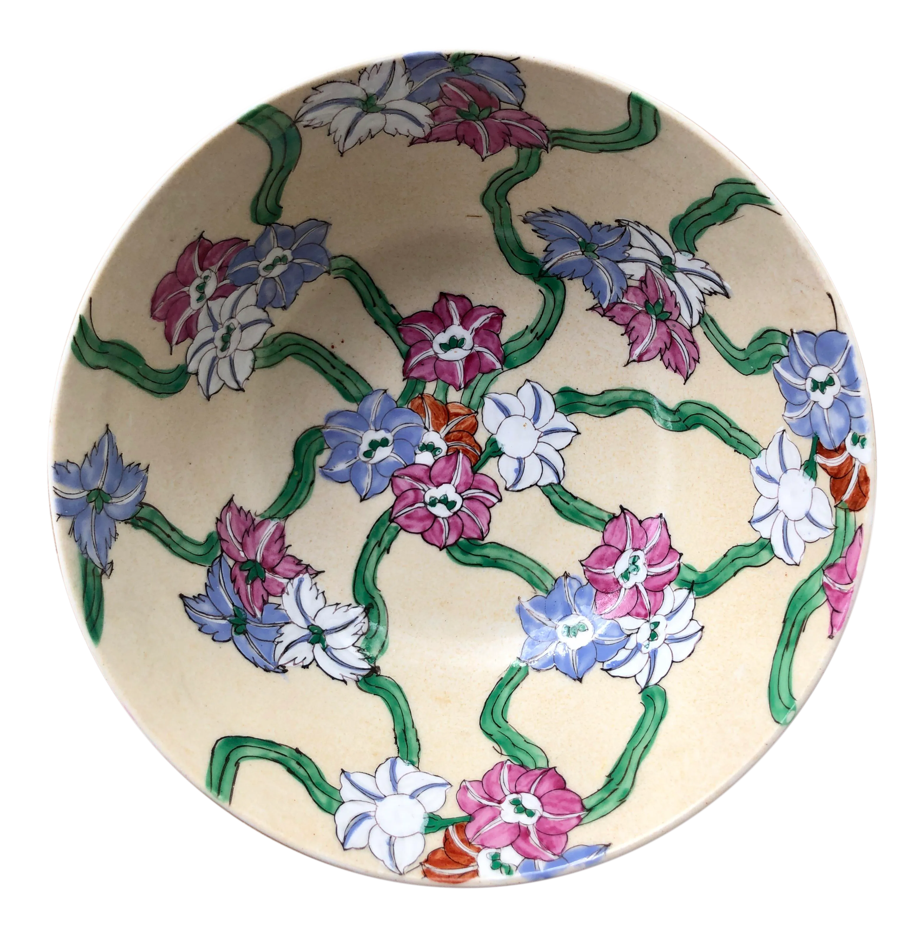Chinese Floral Chintz Hand Painted Catchall Bowl | Chairish