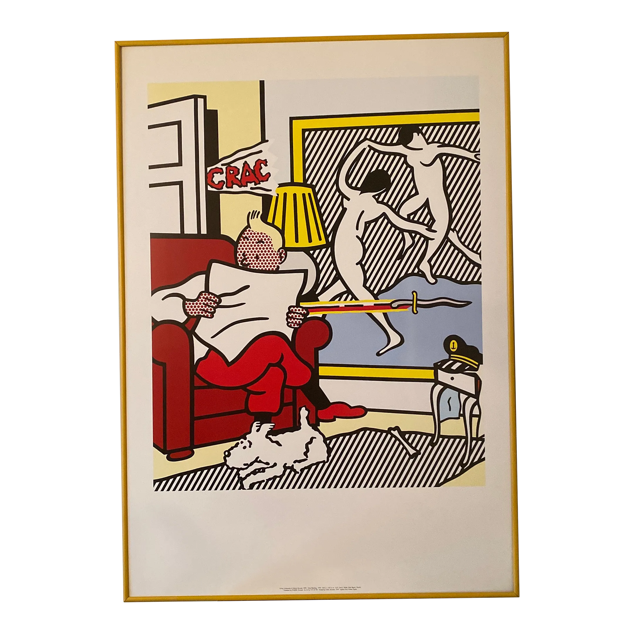 “Tintin Reading” Lithograph by Roy Lichtenstein 1993 ~ Framed | Chairish