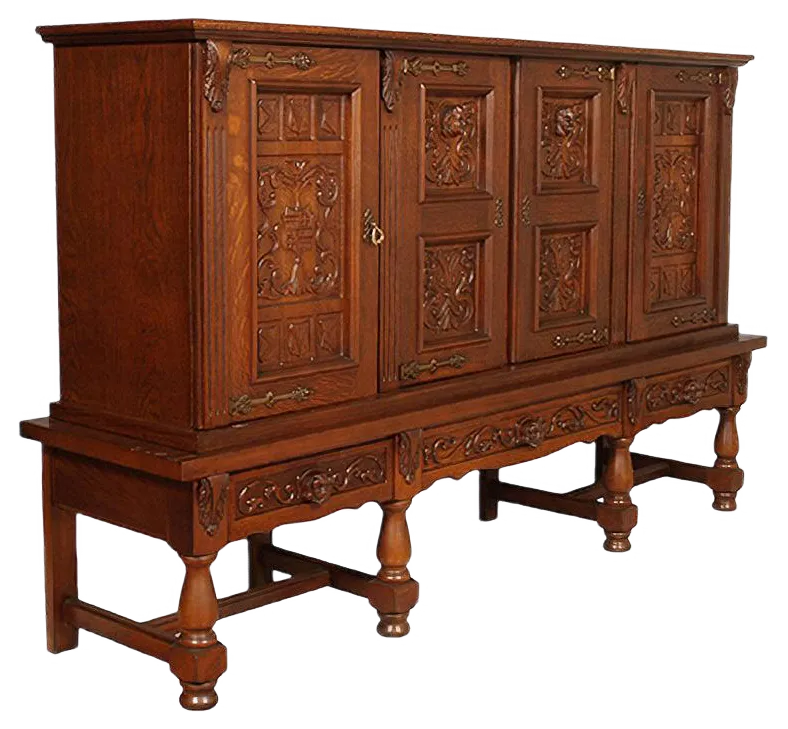 Antique Carved Sideboard Bookcase | Chairish