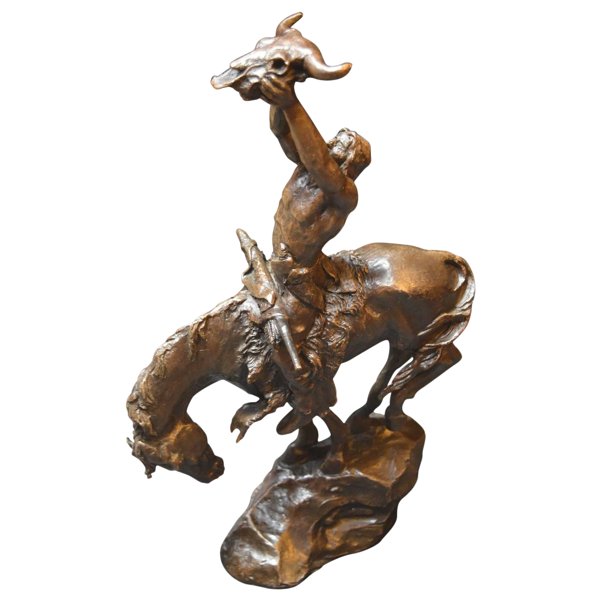 Bronze Native American Sculpture on a Horse by Buck McCain | Chairish