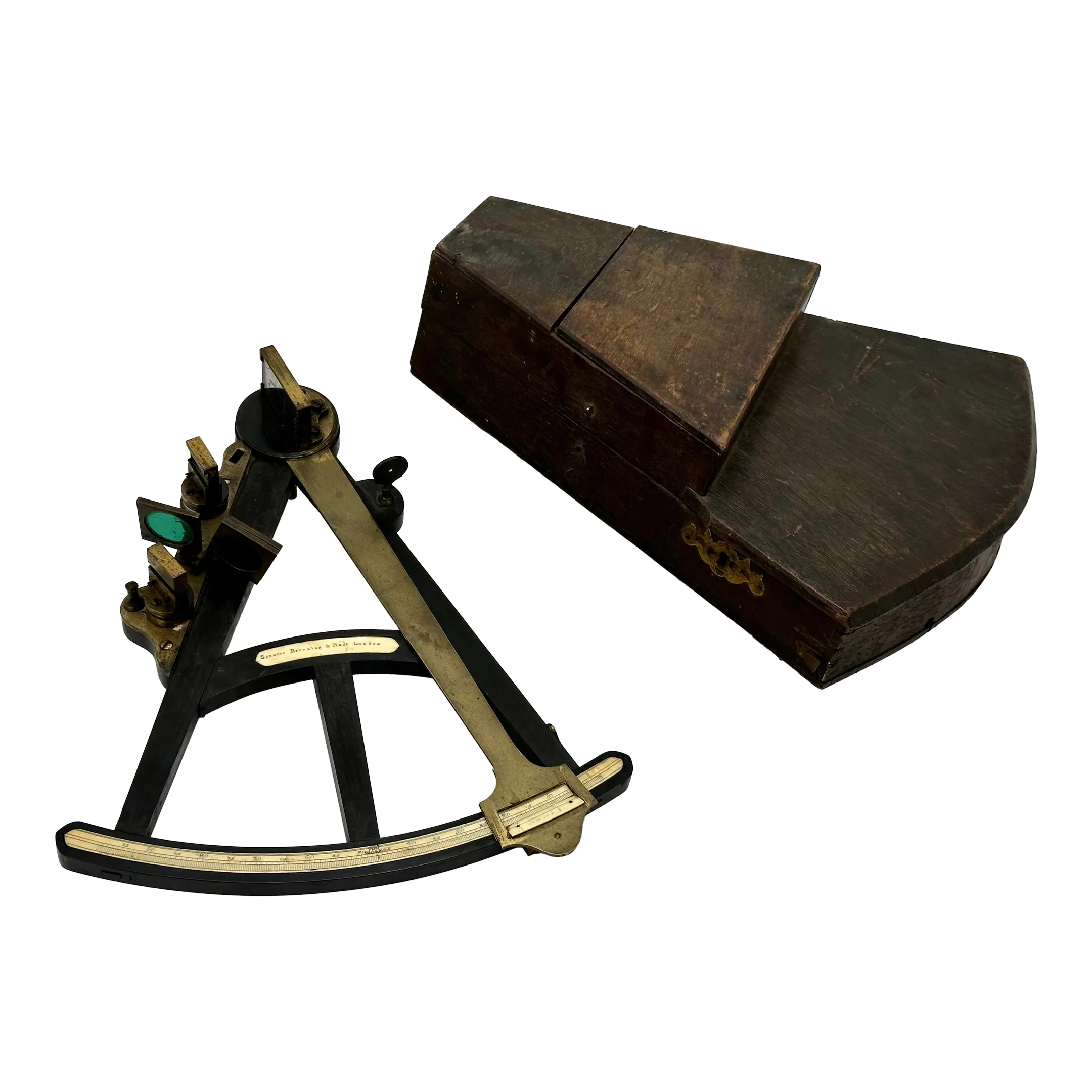 Antique 1820s Brass & Ebony Wood Ships Octant in Original Case by ...