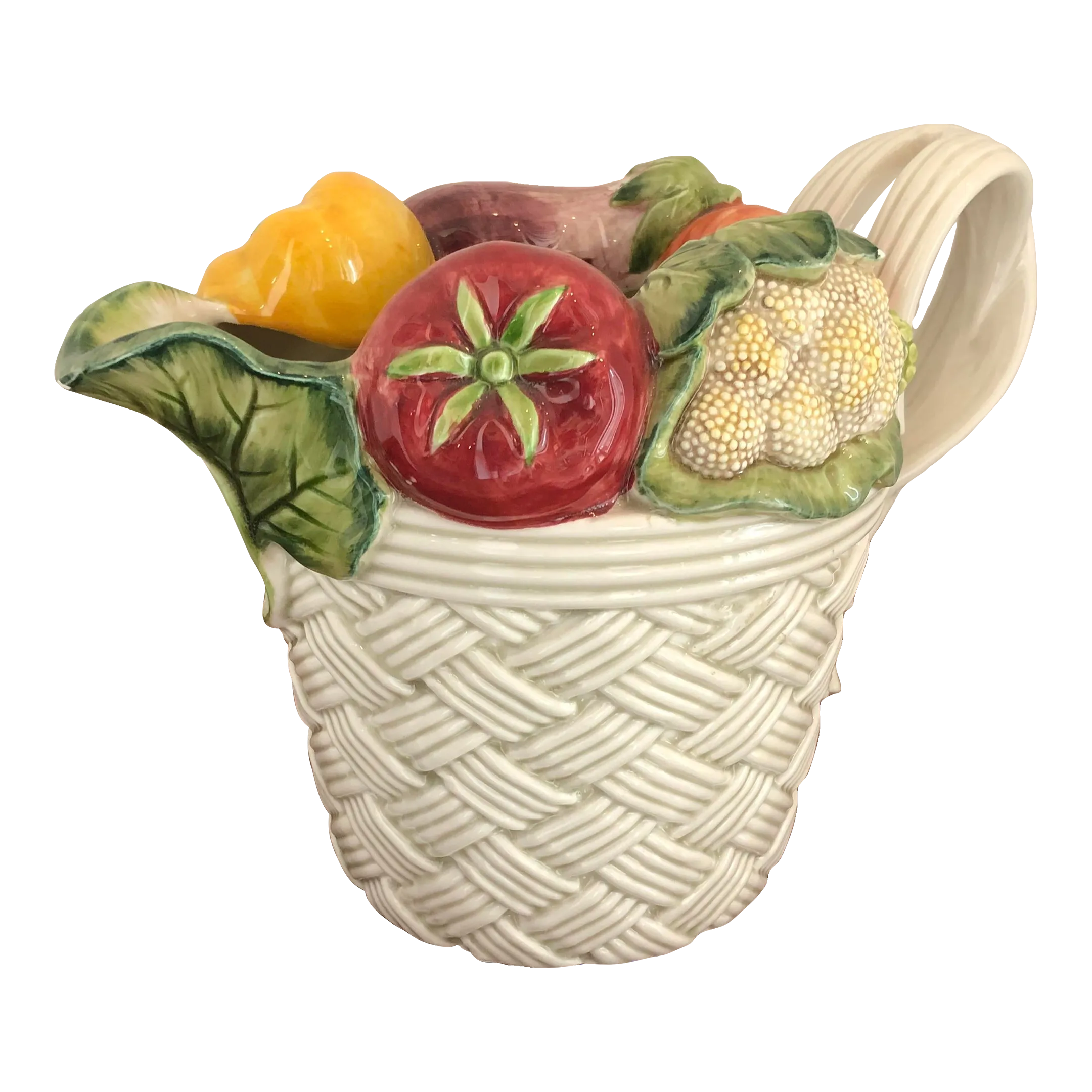 1990s Italian Hand-Painted Ceramic Veggie Pitcher | Chairish