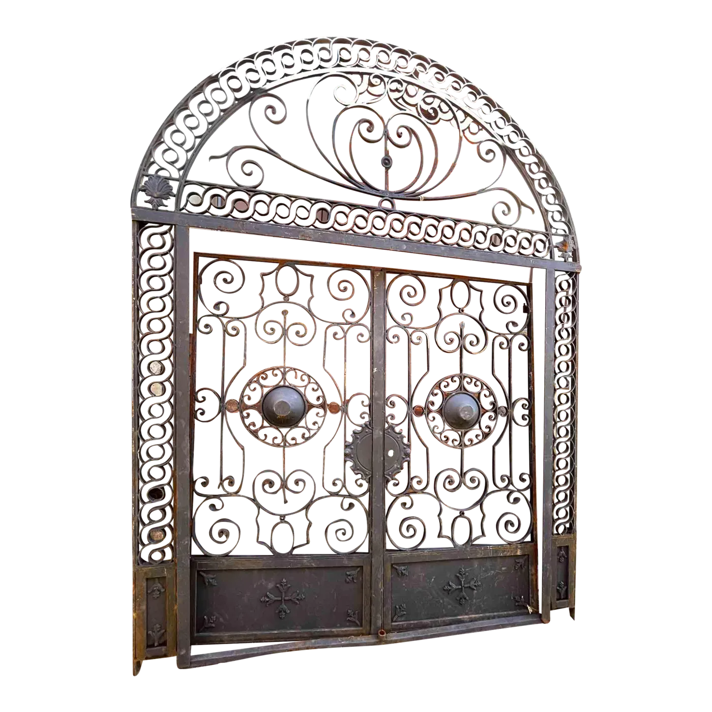 Mid Century Wrought Iron Entry Gates With Frame and Transom | Chairish