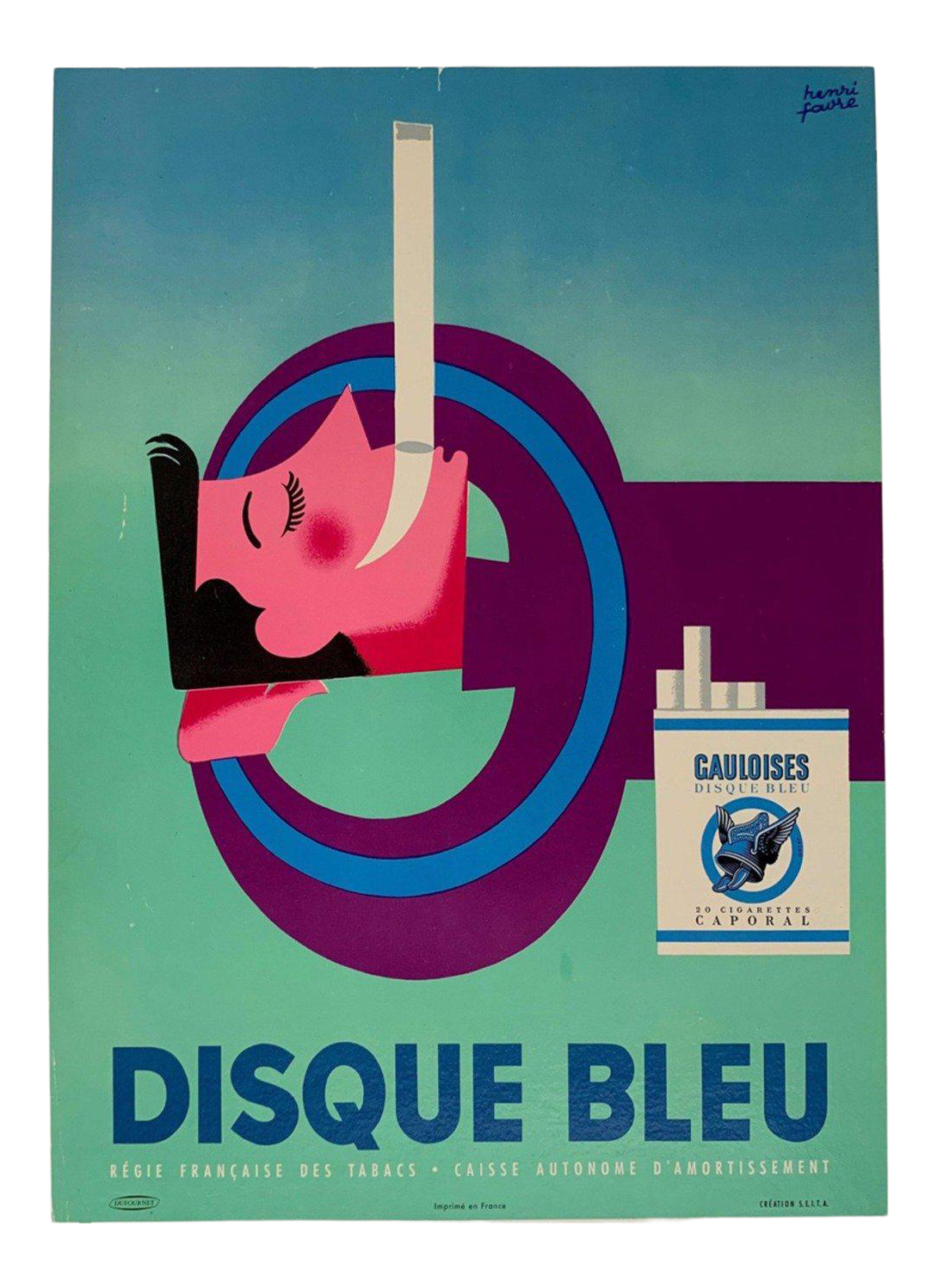 1975 Gitanes Disque Bleu Poster | Chairish