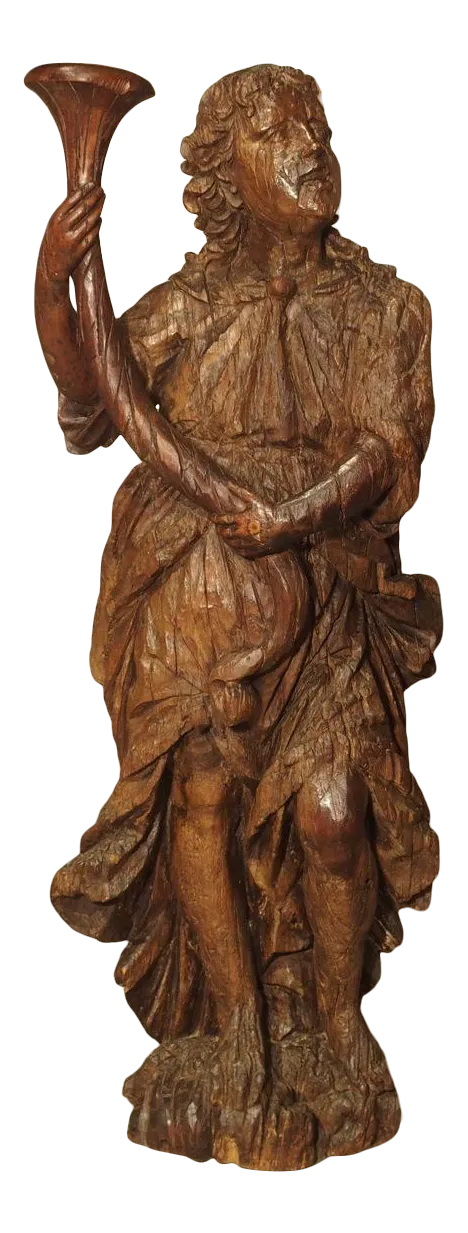Circa 1650 Carved Hardwood Figural Cornucopia Statue From Italy | Chairish
