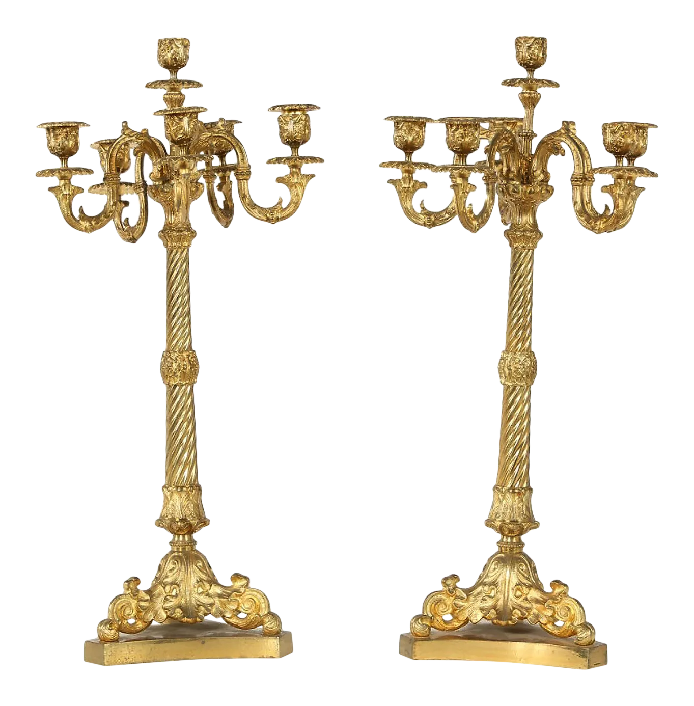 Late 19th Century Gilt Bronze Six Arms Candelabra | Chairish