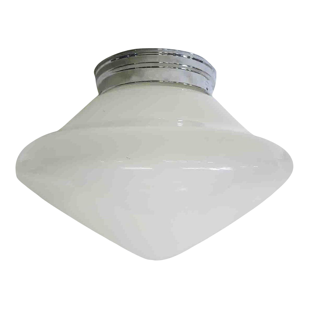 1940s Large Schoolhouse Rounded Cone Shape Ceiling Glass Globe Pendant ...