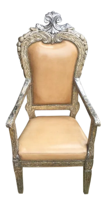 18th C Italian Silver Giltwood Arm Chair | Chairish