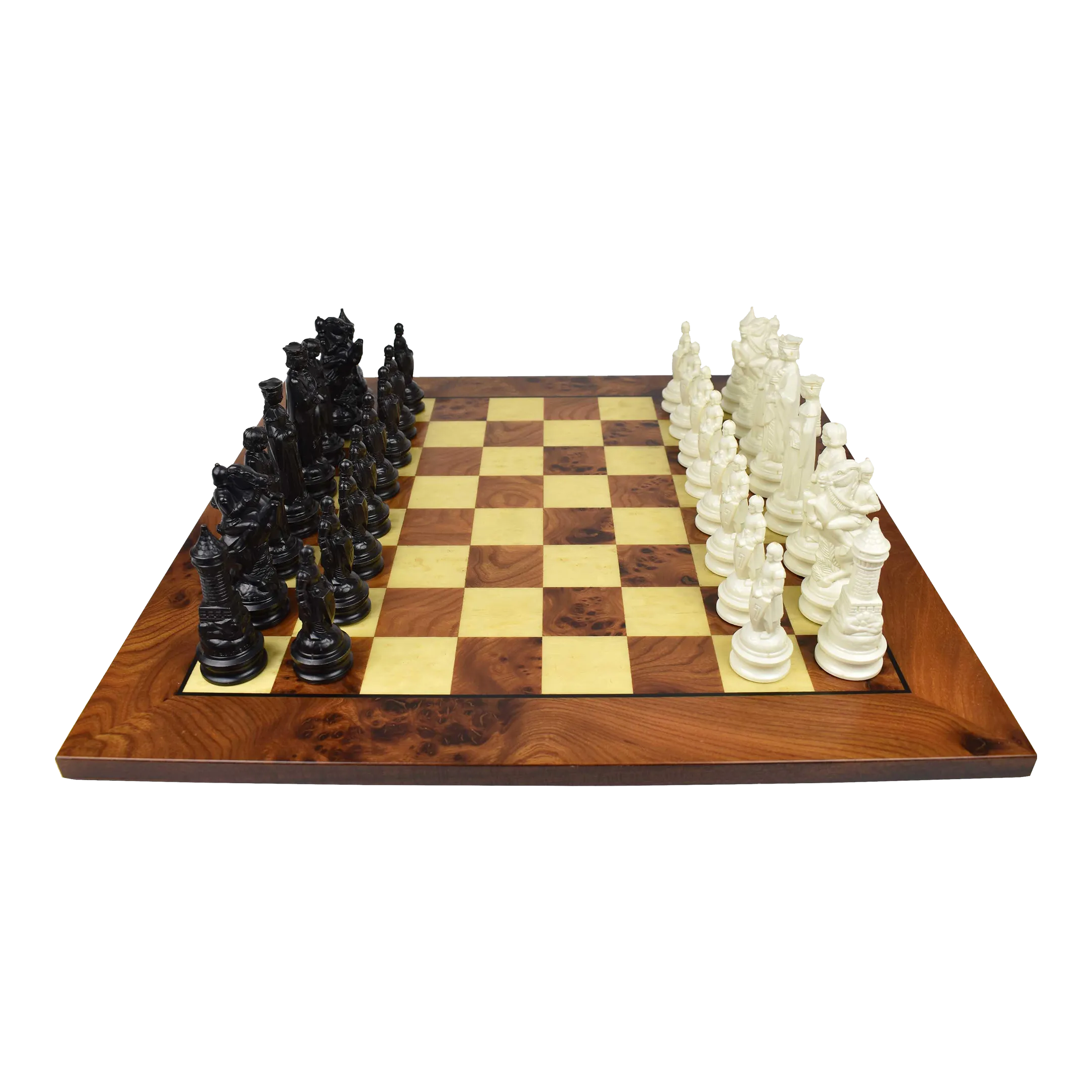Mid 20th Century Medieval E.S. Lowe Chess Set With Large Wooden Board ...