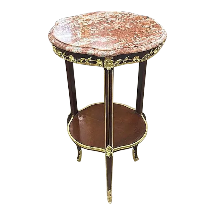 Baroque Style Side Table Marble Topped | Chairish