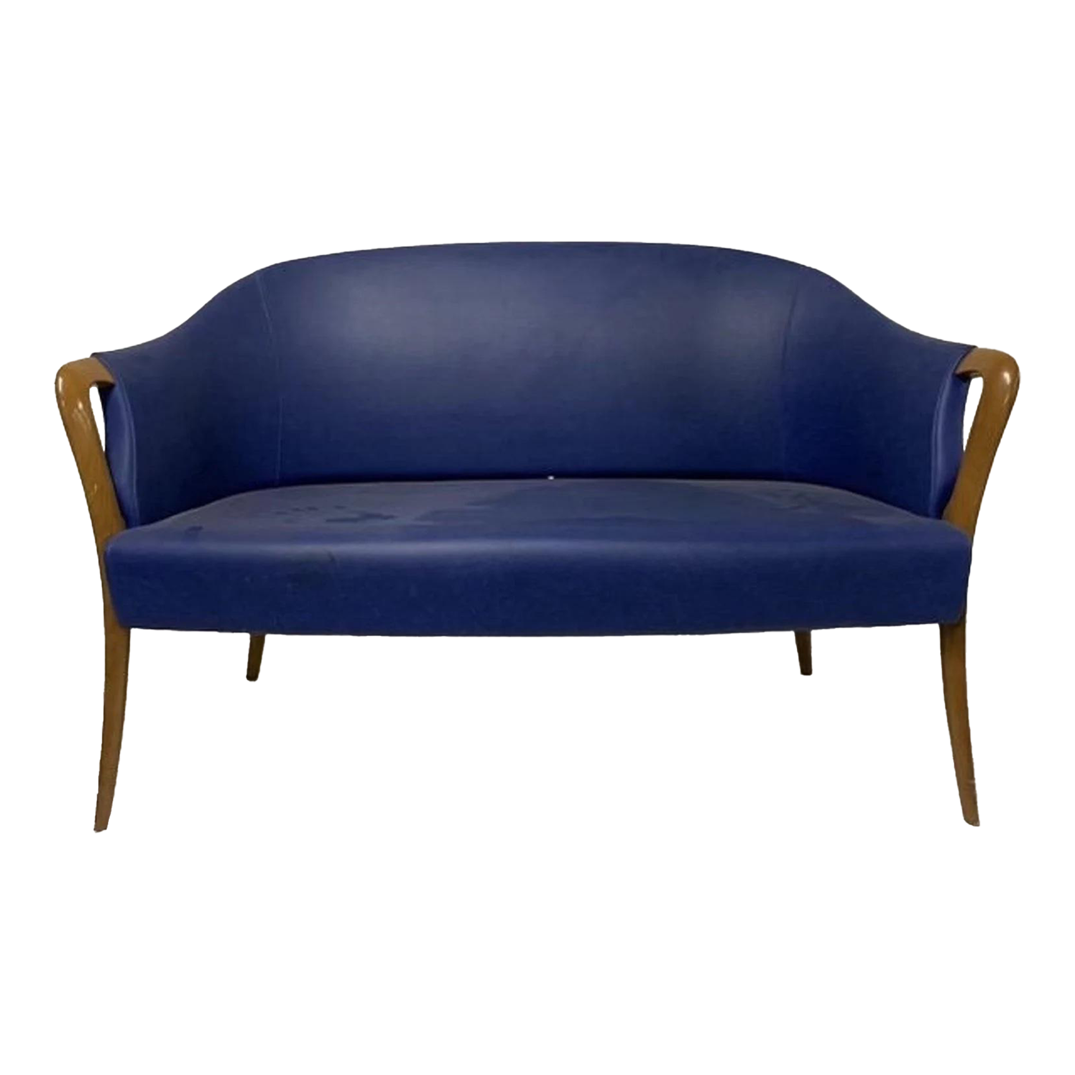 Mid-Century Giorgetti Sofa With Blue Leather | Chairish