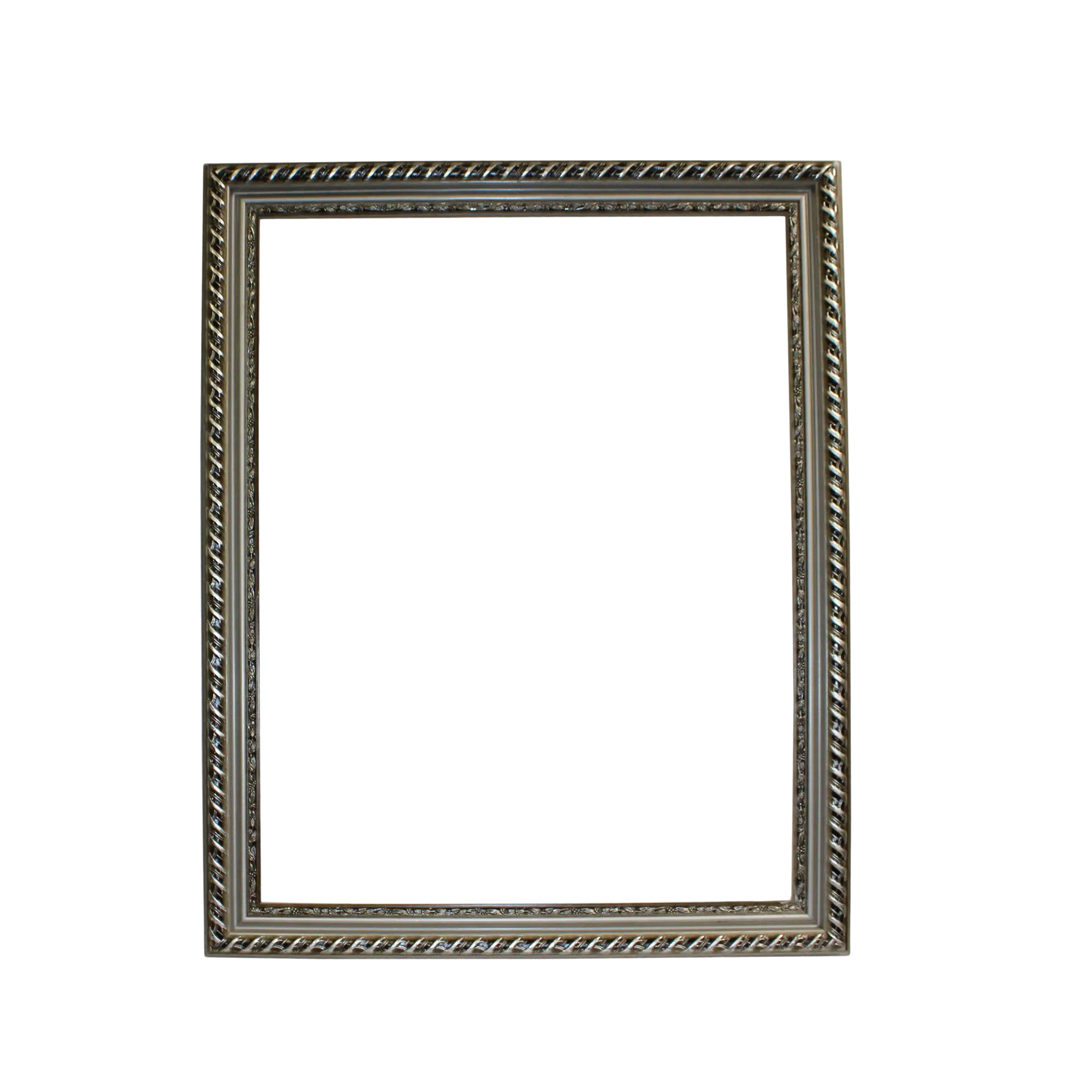 Wood Silver Scroll Motif Rim Rectangular Picture Painting Frame | Chairish
