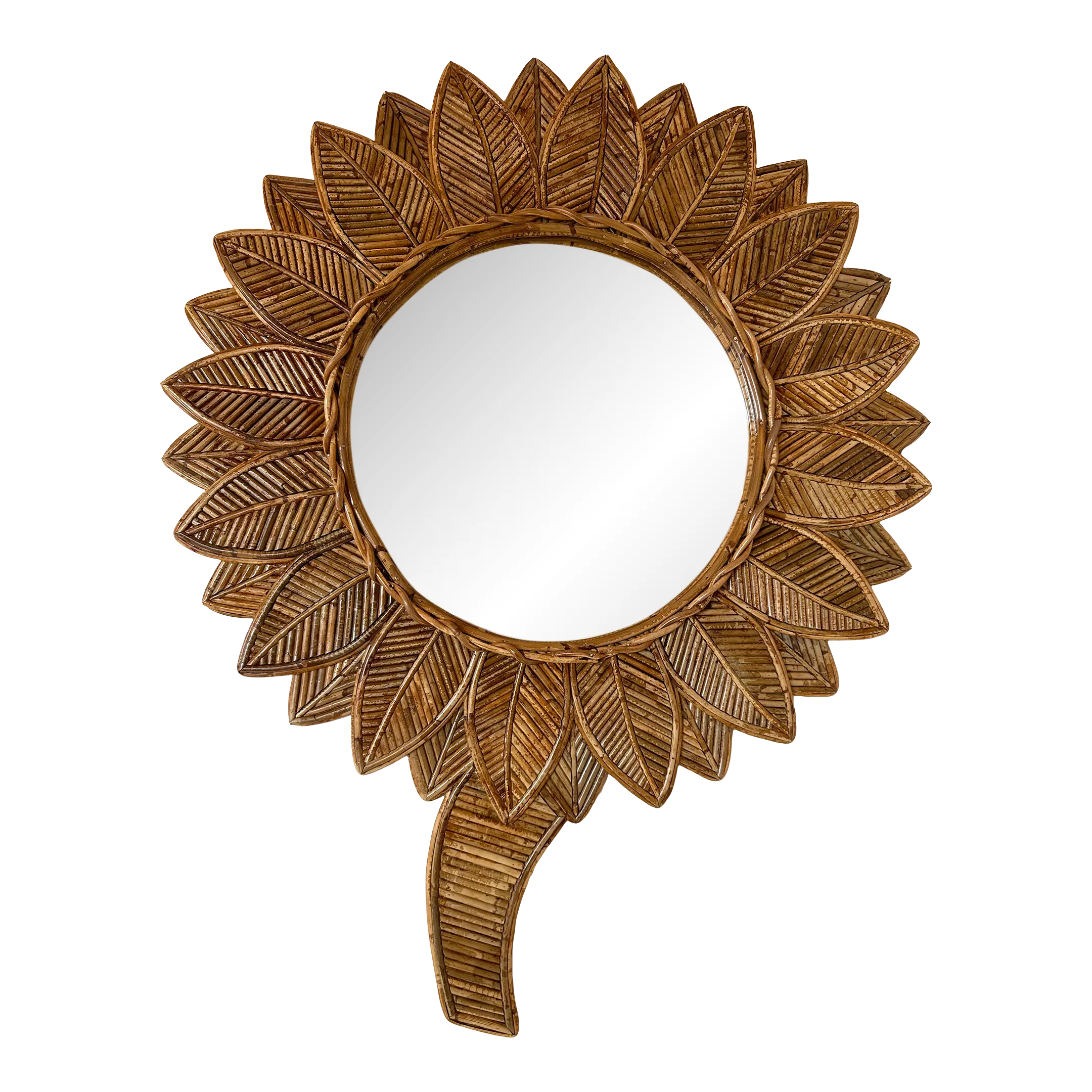 Rattan Sunflower Mirror by Vivai Del Sud. Italy, 1970s | Chairish