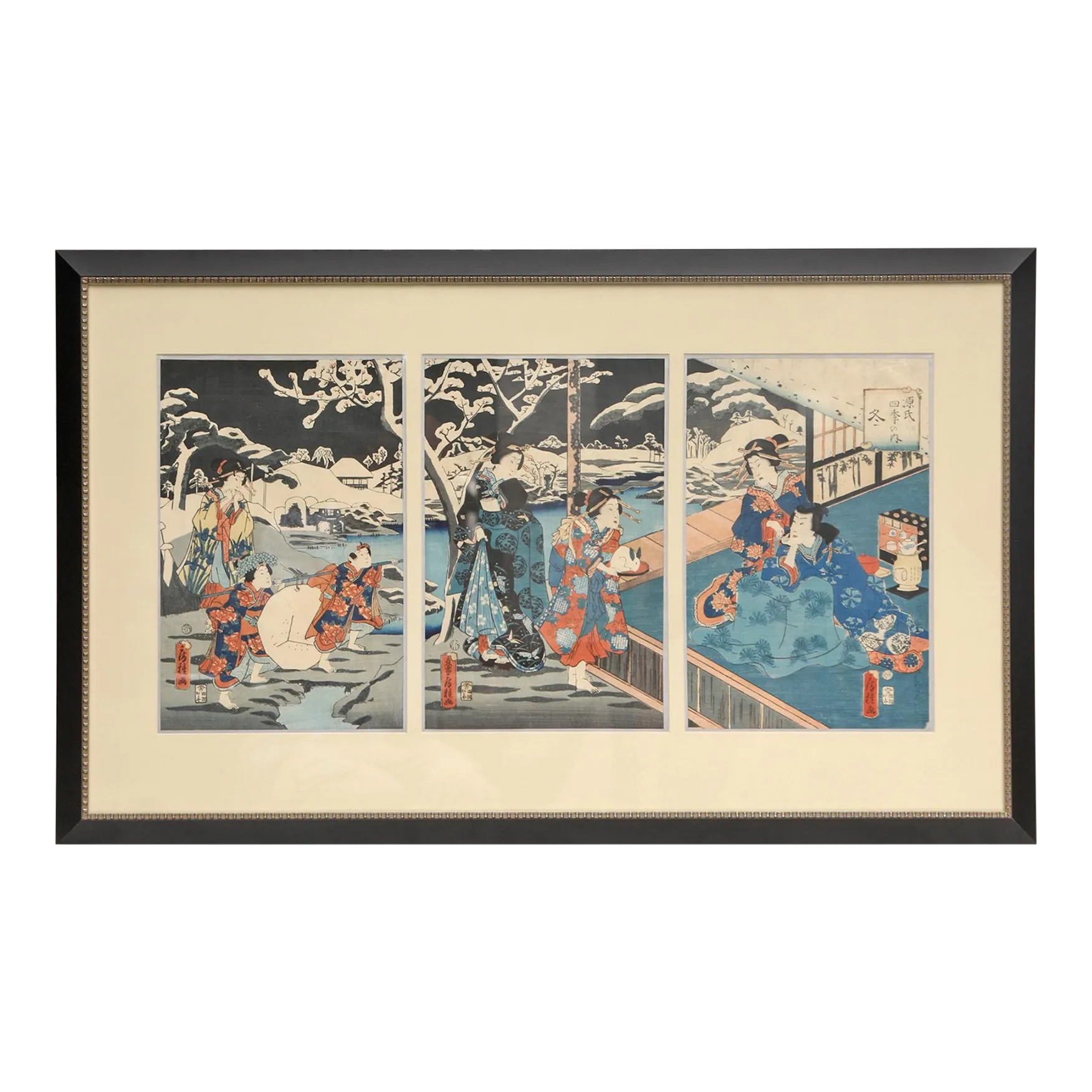 1830s Japanese Triptych Artwork by Utagawa Kunisada | Chairish