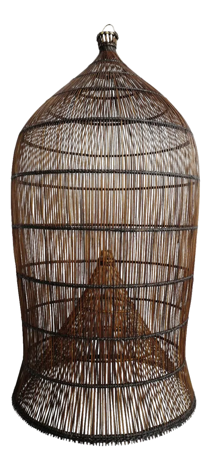 Auburn Wicker Fish Basket Lantern Medium | Chairish
