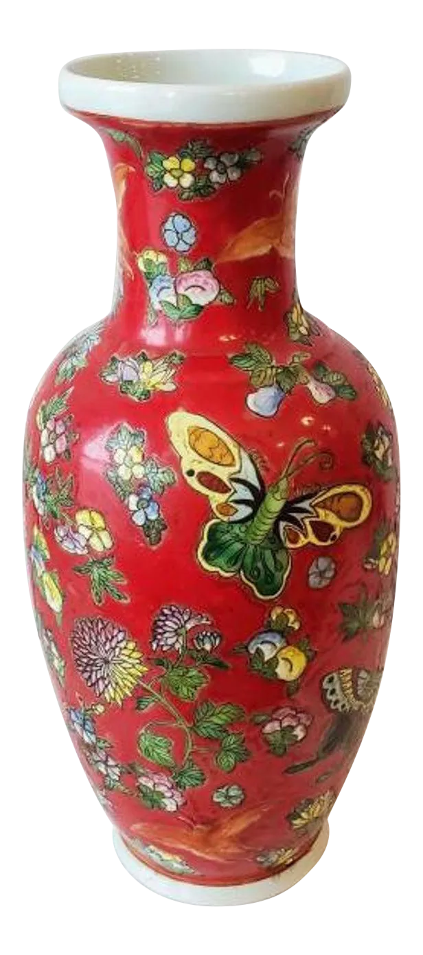 Vintage Maitland-Smith Hand Painted Chinese Porcelain Vase | Chairish
