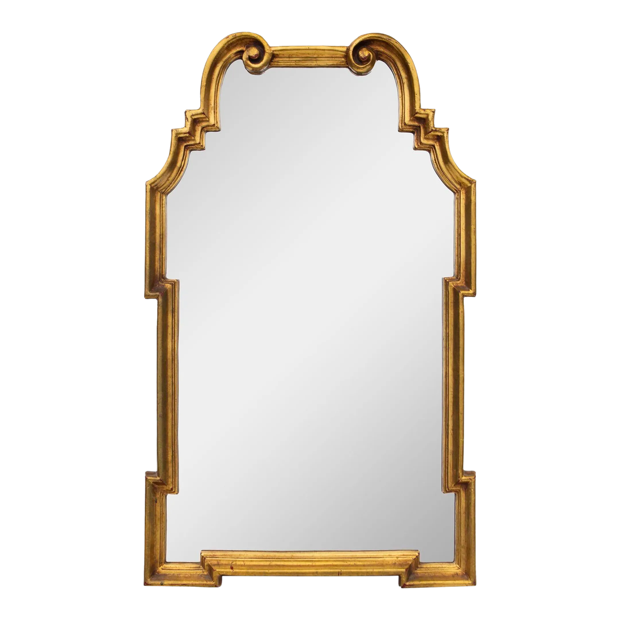Italian Giltwood Scrolled Arch Keyhole Gold Mirror by La Barge, 1970s ...