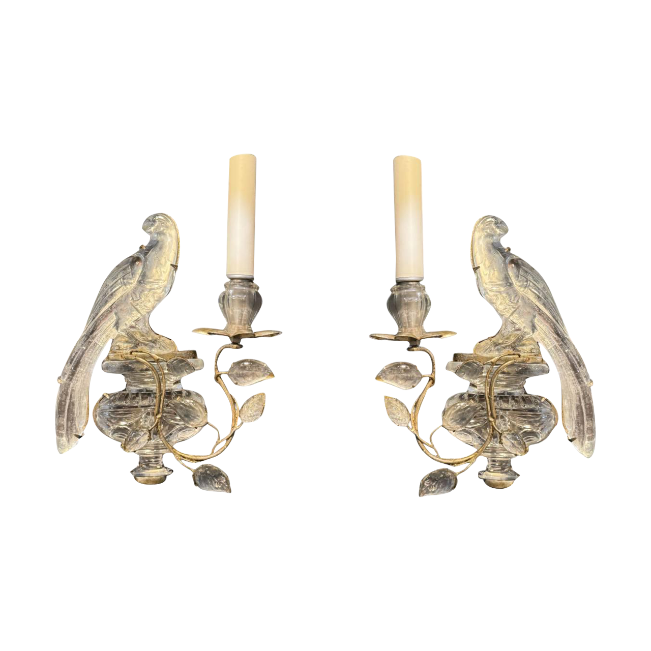 1920's French Bird Silver Leaf Sconces With 1 Light - a Pair | Chairish