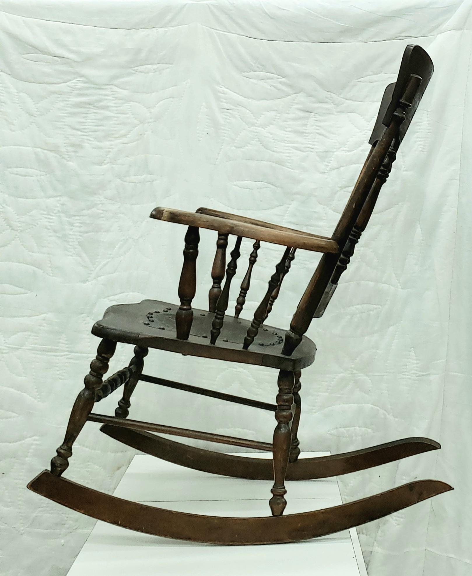 Antique rocking chair with leather seat store