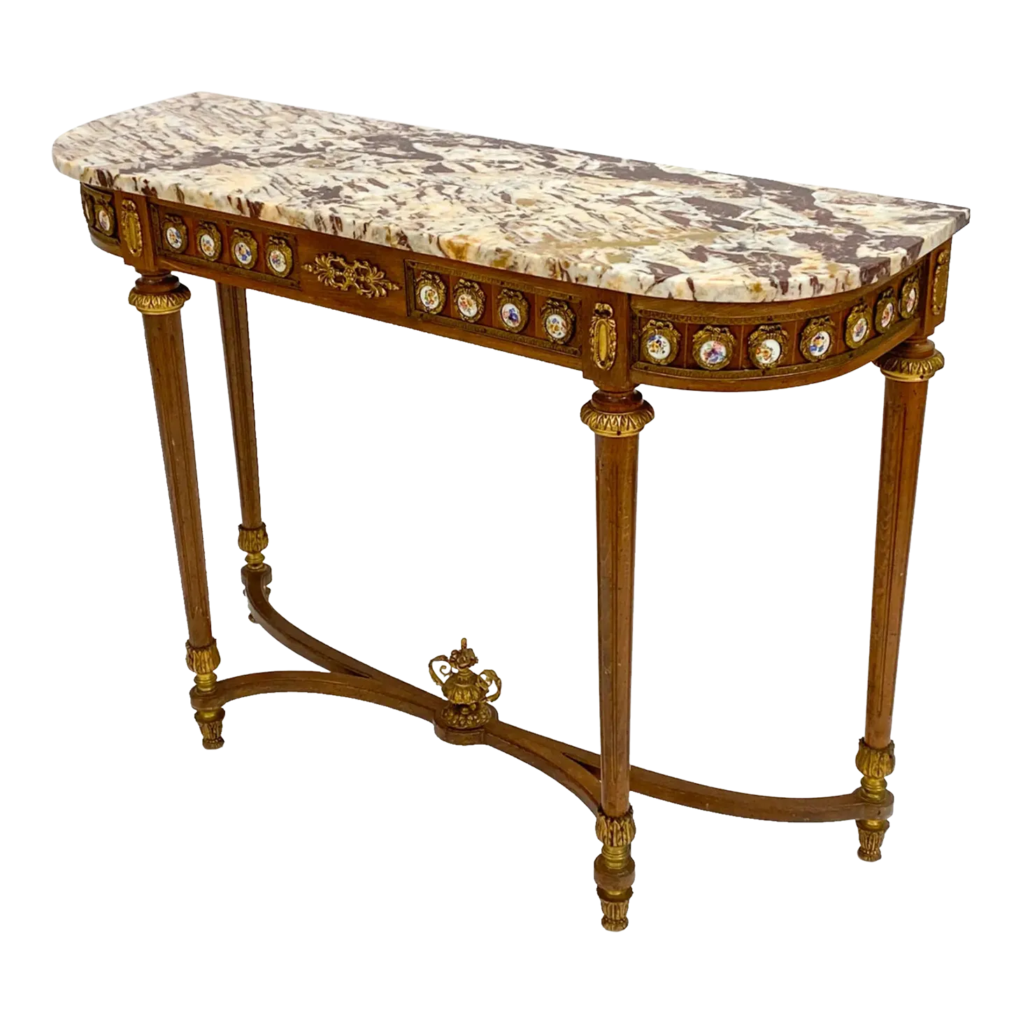Mid 20th Century Vintage Neoclassical Marble and Brass Console Table ...