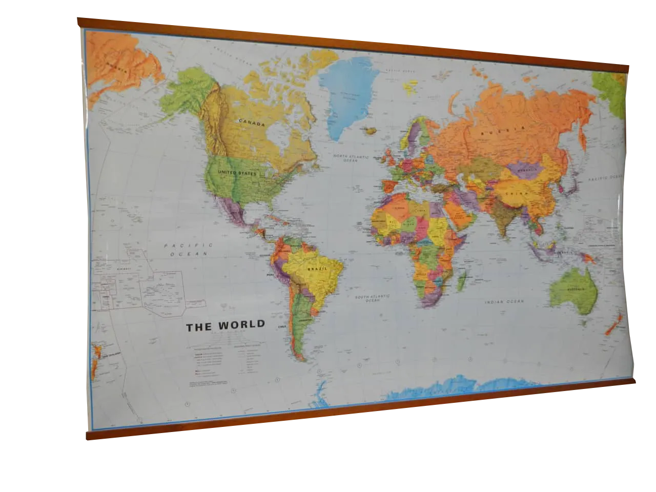 World Map in Laminated Paper | Chairish