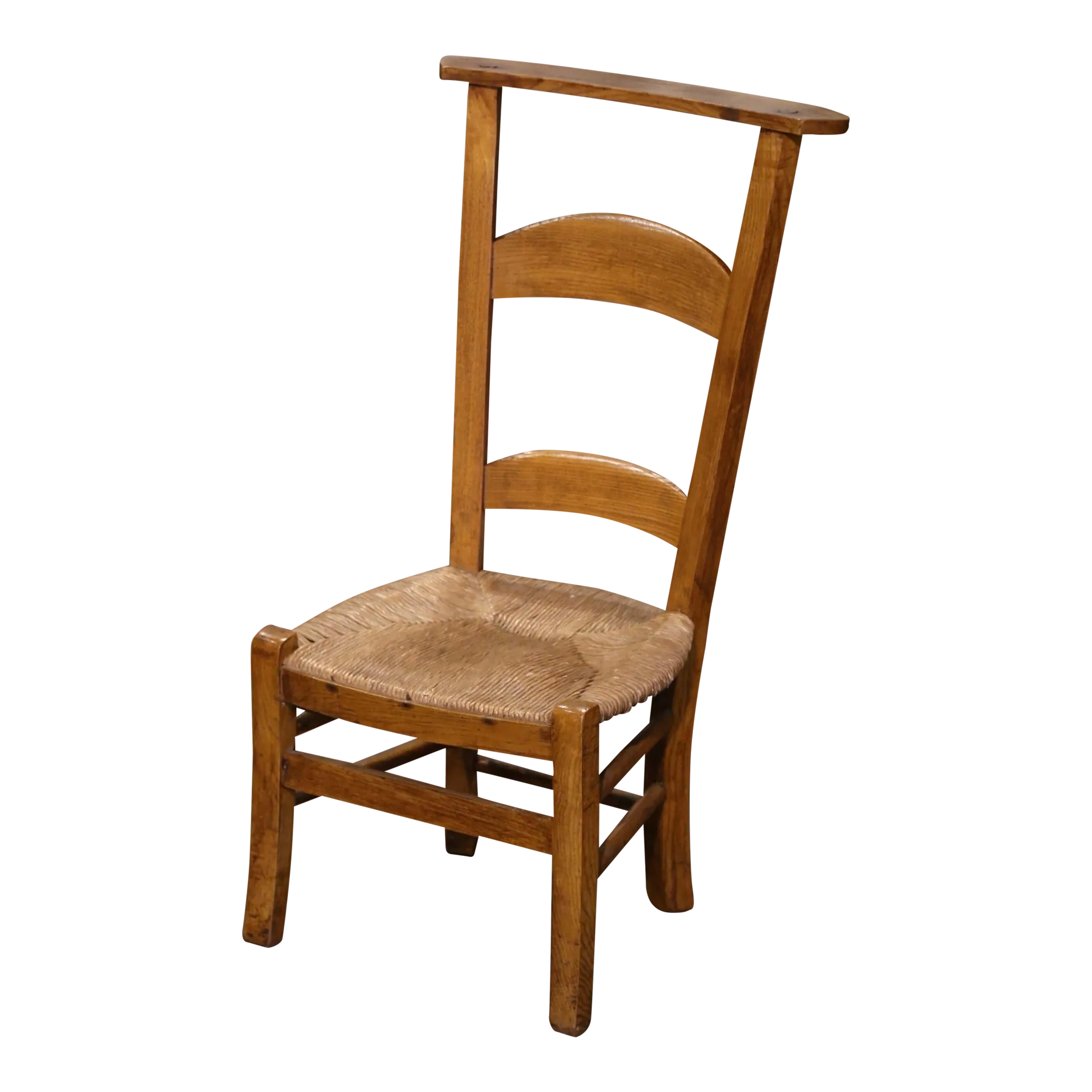 19th Century Country French Beech Wood and Rush Prayer Chair From ...