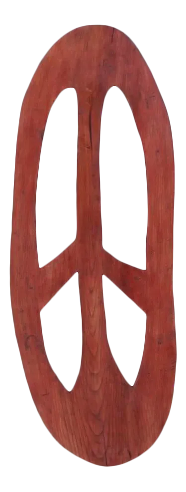 1990's Large Sculptural Handcrafted Wood Peace Sign | Chairish