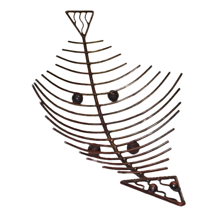 1980s Large Modernist Wrought Iron Fish Skeleton Fruit Bowl/ Basket ...