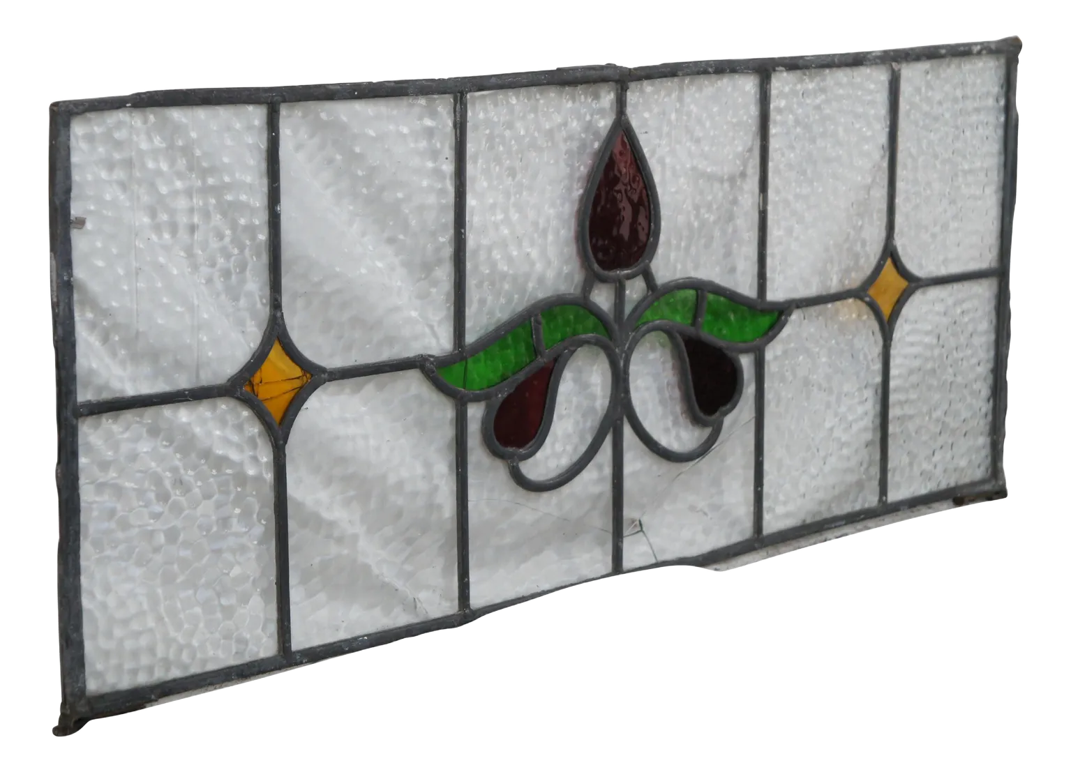 Antique English Victorian Art Nouveau Stained Glass Floral Transom ...