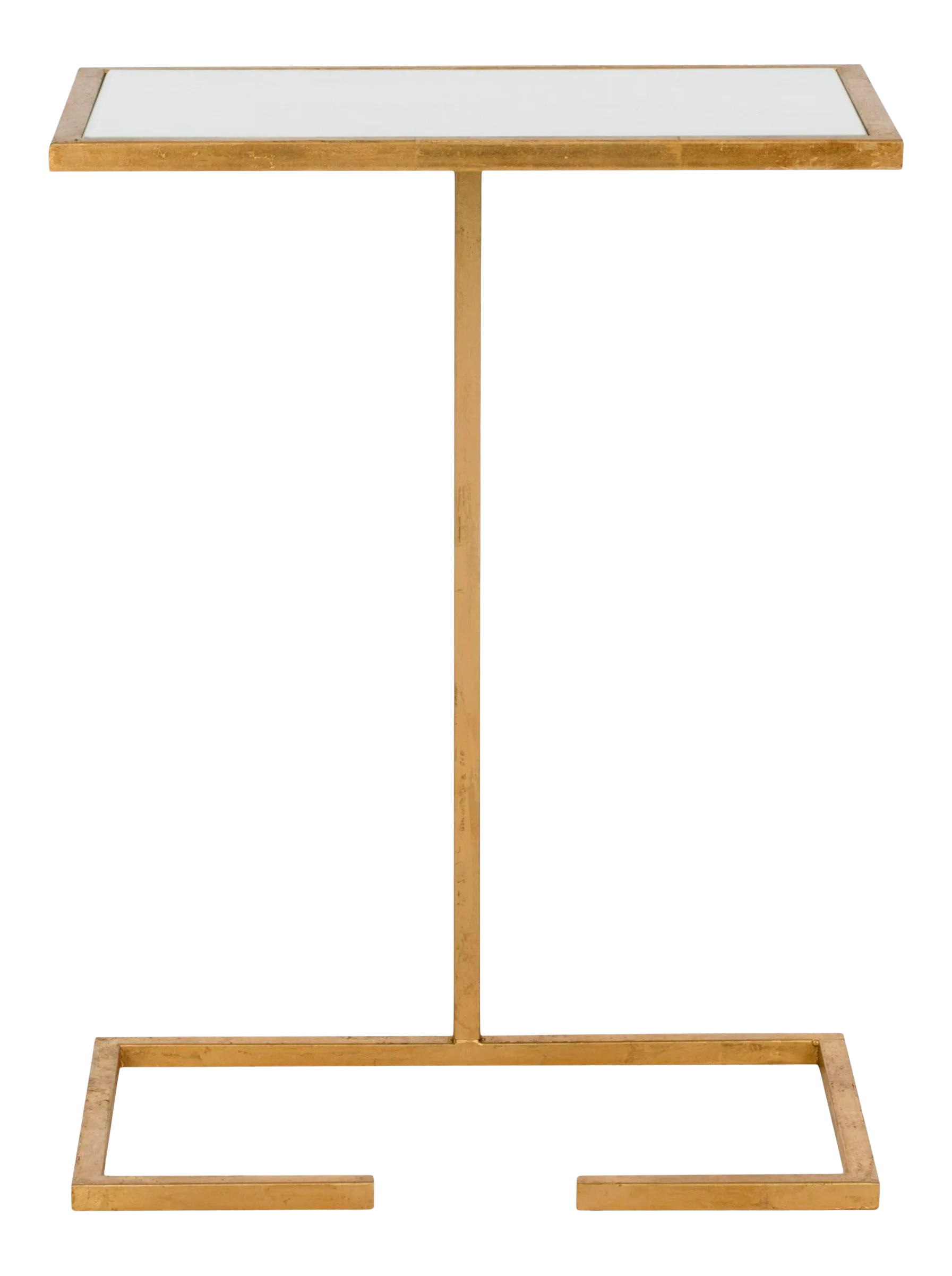 Modern Square Glass Accent Table in Gold & White | Chairish